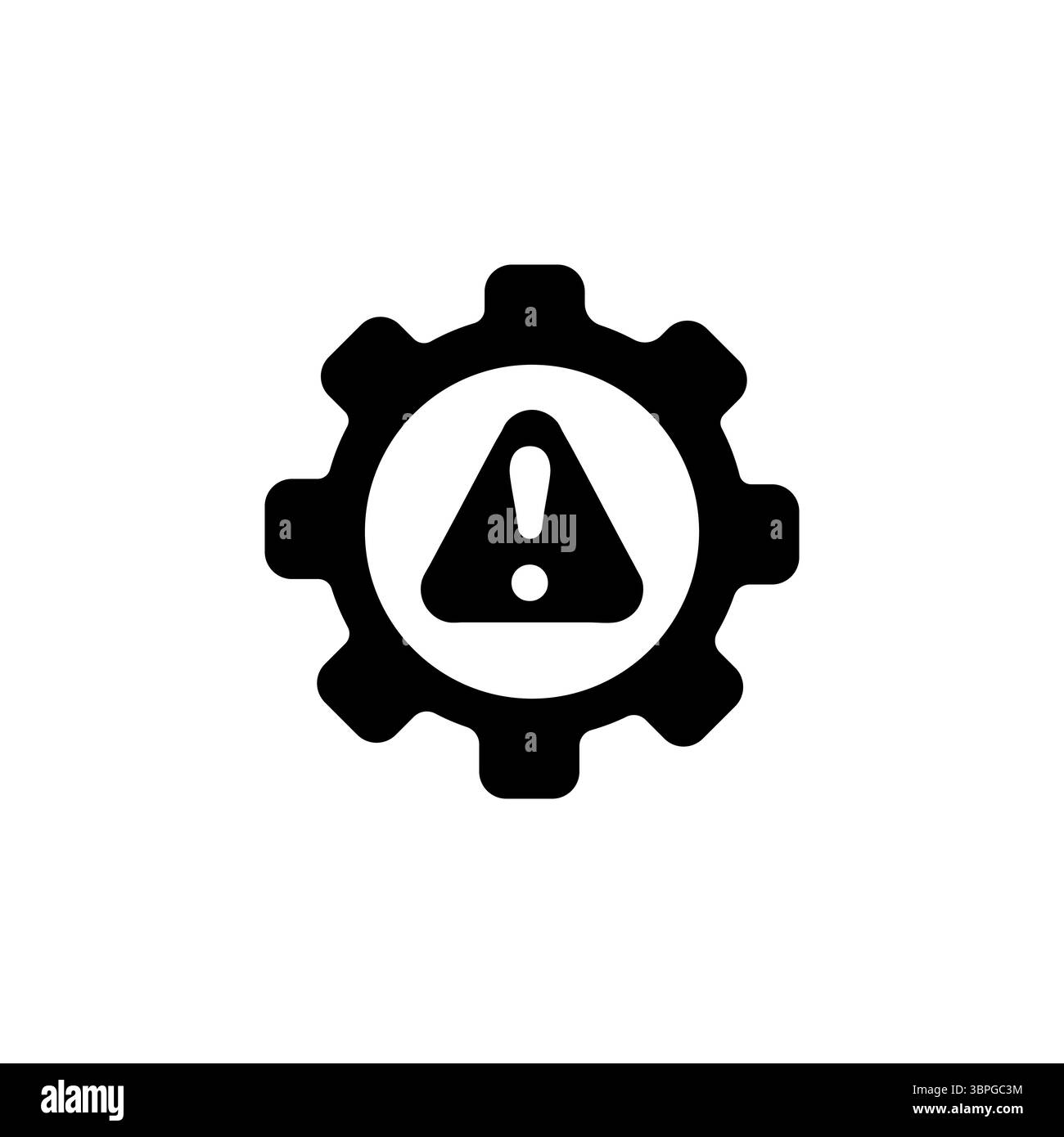 Icon of gear with warning exclamation mark sign inside for alert and ...