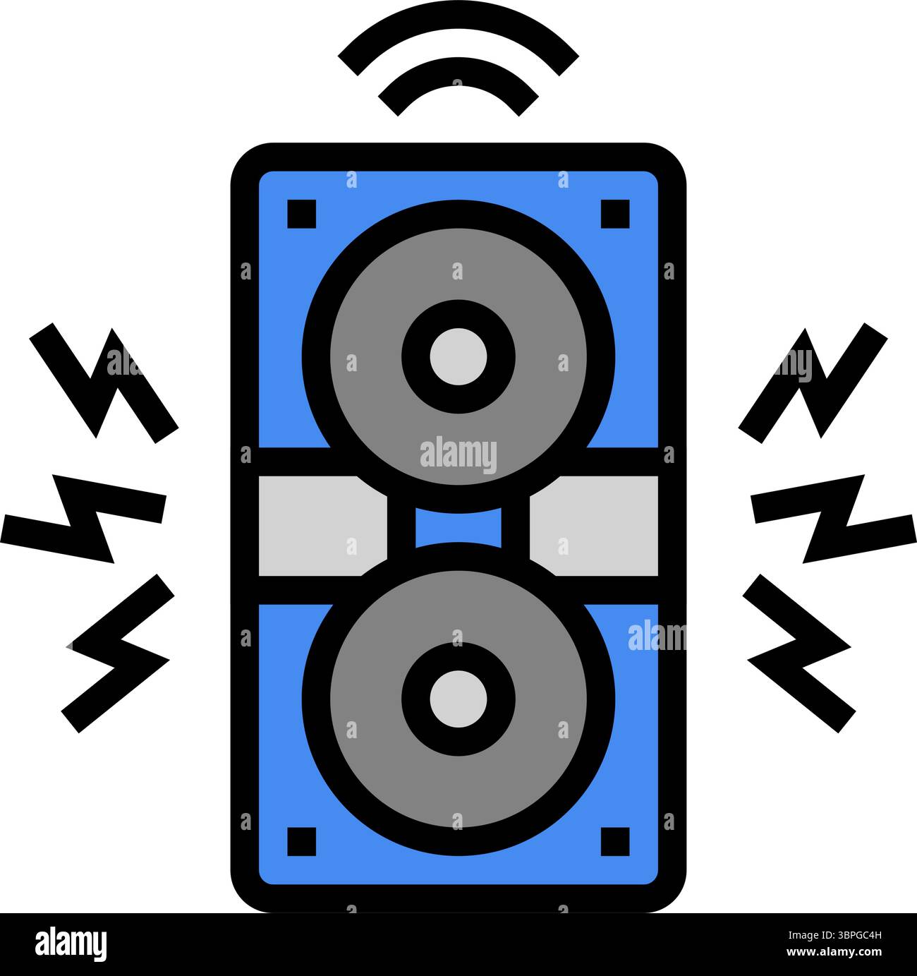speaker system nightclub emitting noise waves color icon vector ...