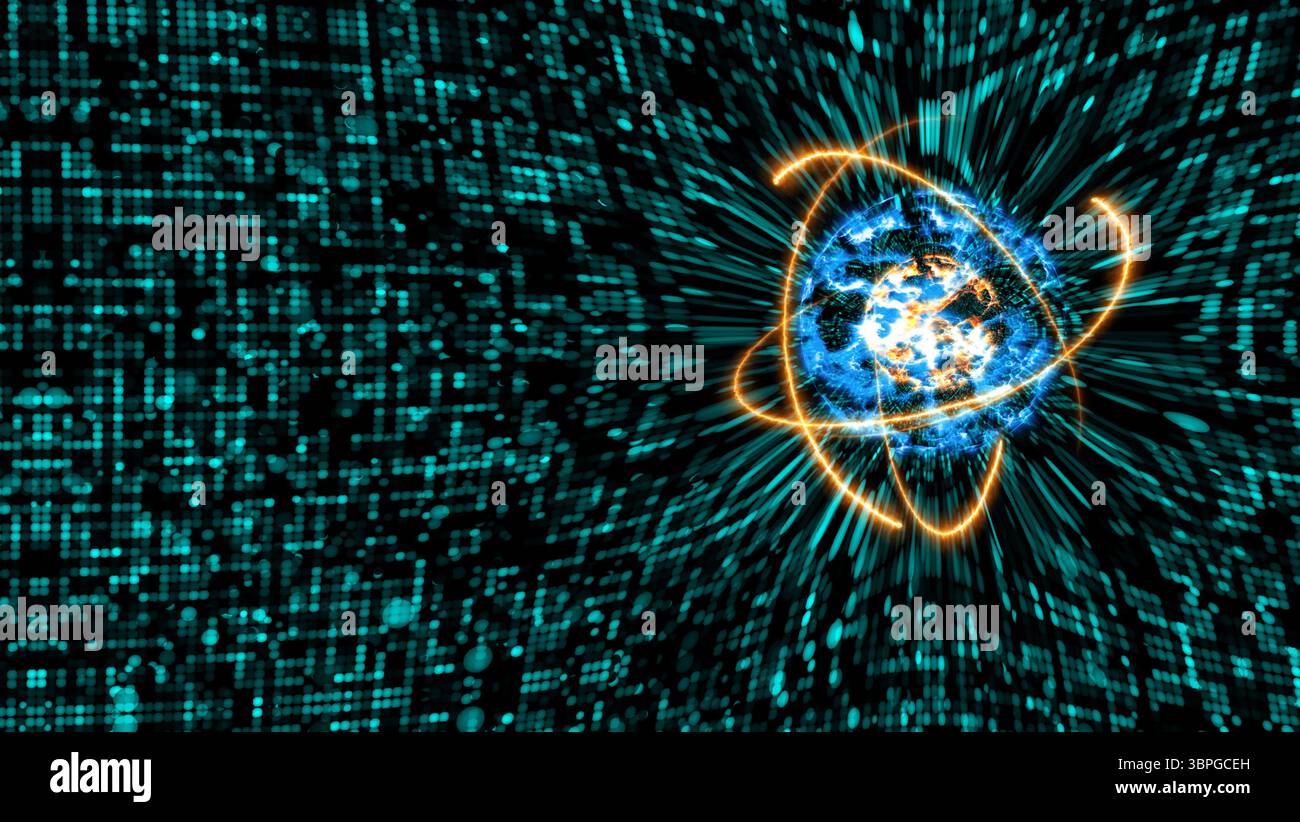 quantum light blue core and futuristic computer animation abstract ...