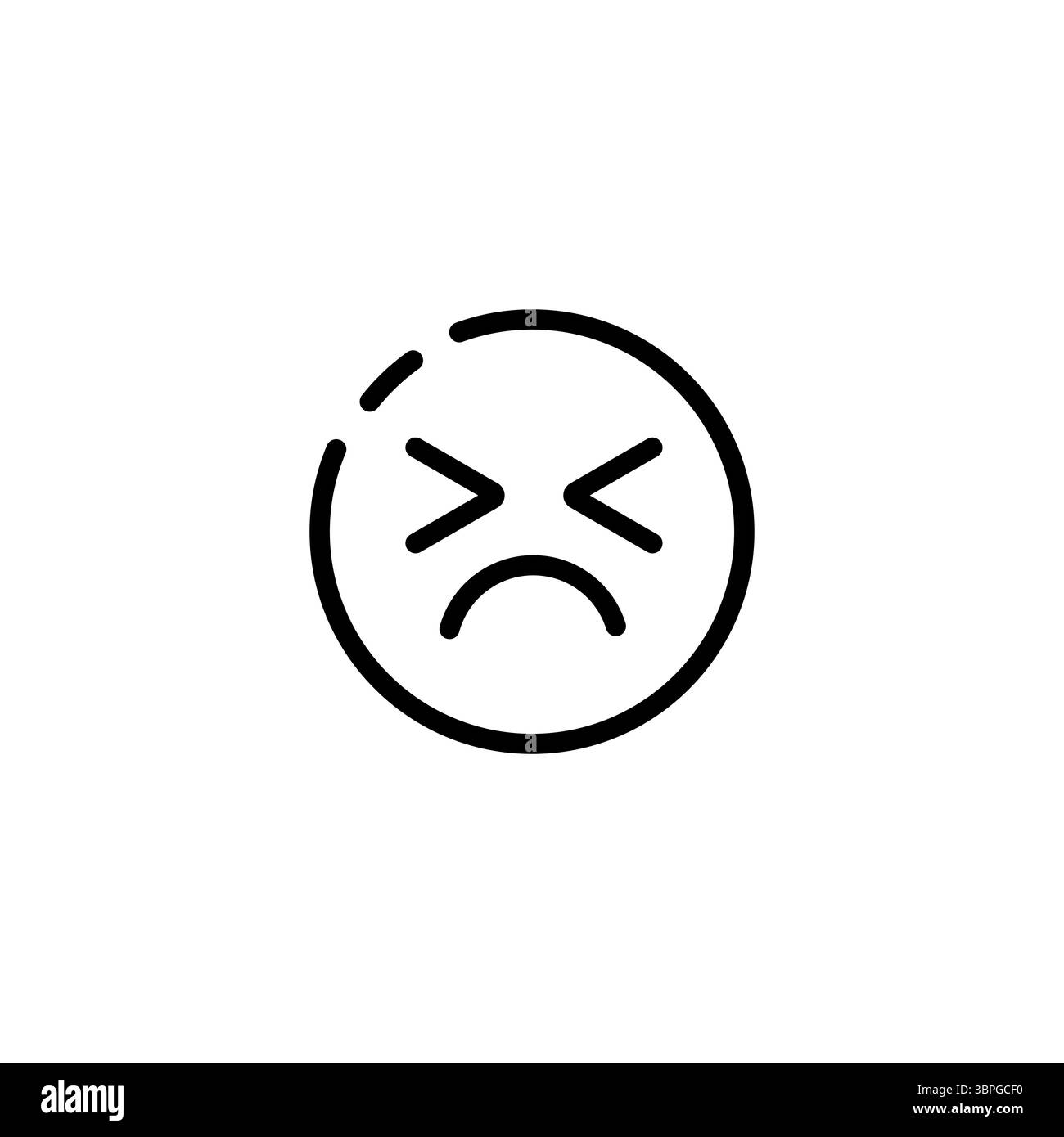 Icon of angry face with crossed eyes expressing strong negative emotion ...