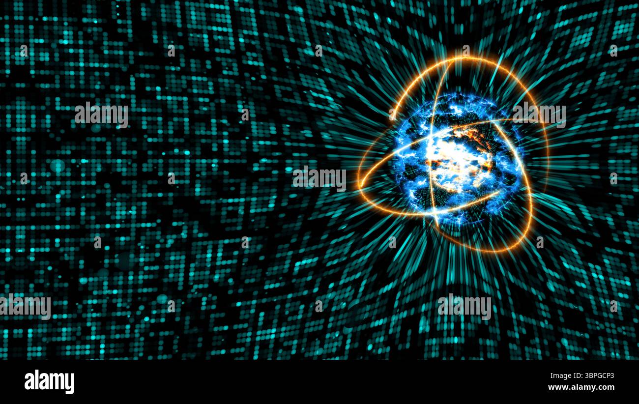 quantum light blue core and futuristic computer animation abstract ...