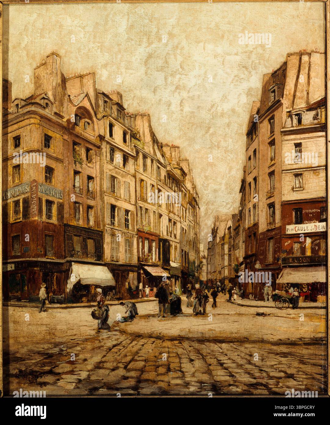 Maurice Emmanuel Lansyer (1835-1893). "La rue Galande". Huile sur toile ...