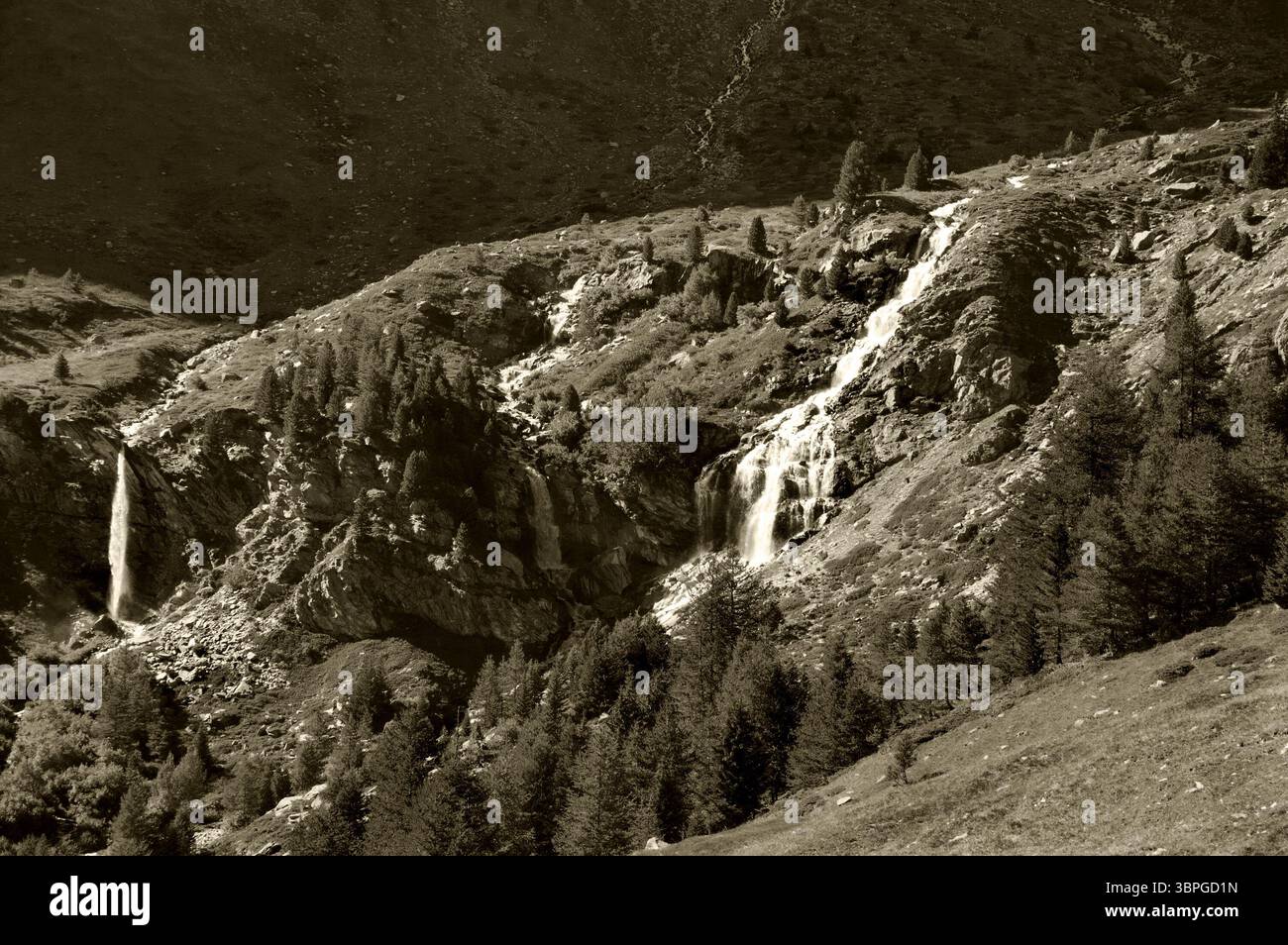 Waterfalls. Vanoise National Park at French Alps (Savoie, France ...