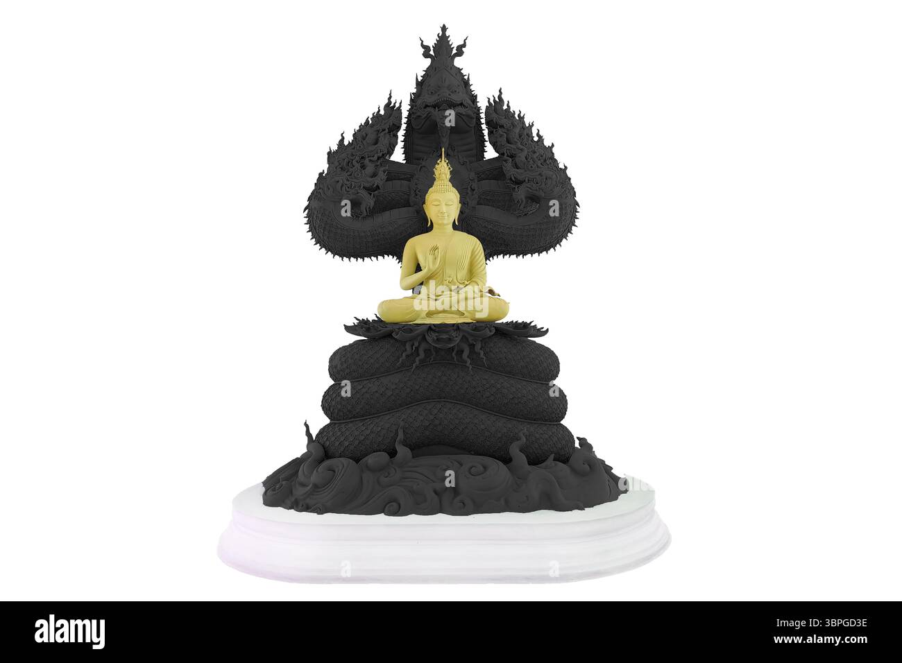 Buddha protected by the hood of the mythical king naga black color ...