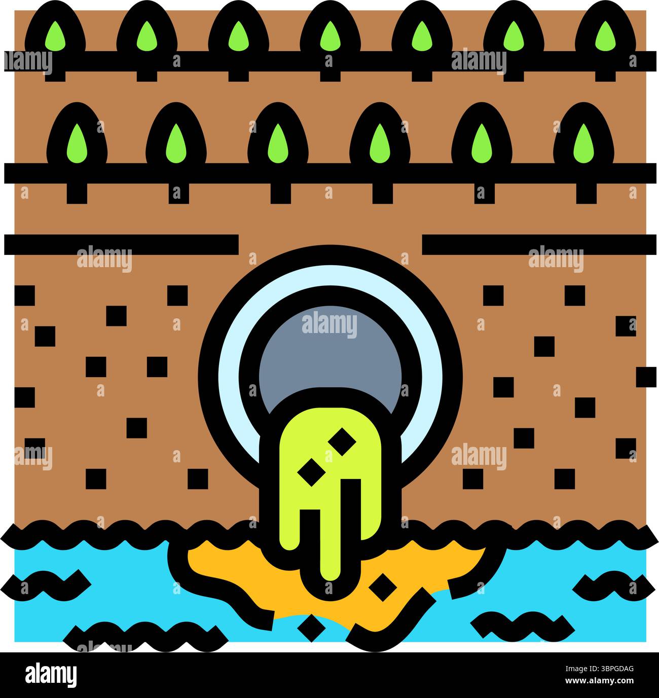 toxic agricultural runoff color icon vector illustration Stock Vector ...