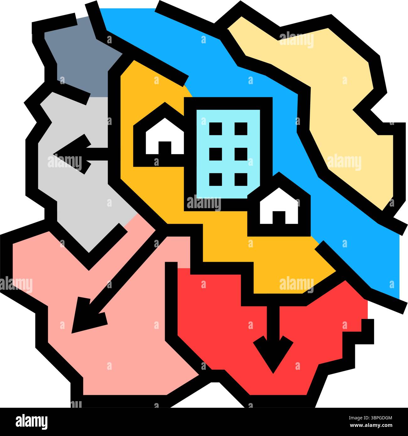 expansion of city borders map color icon vector illustration Stock ...