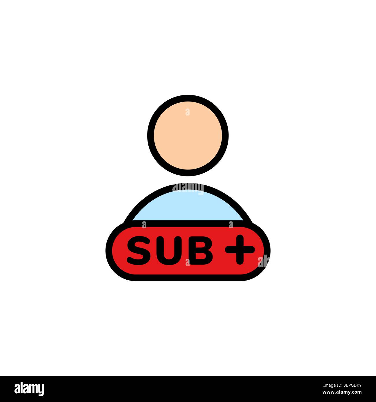 Icon of a person silhouette with a red subscribe notification symbol in ...