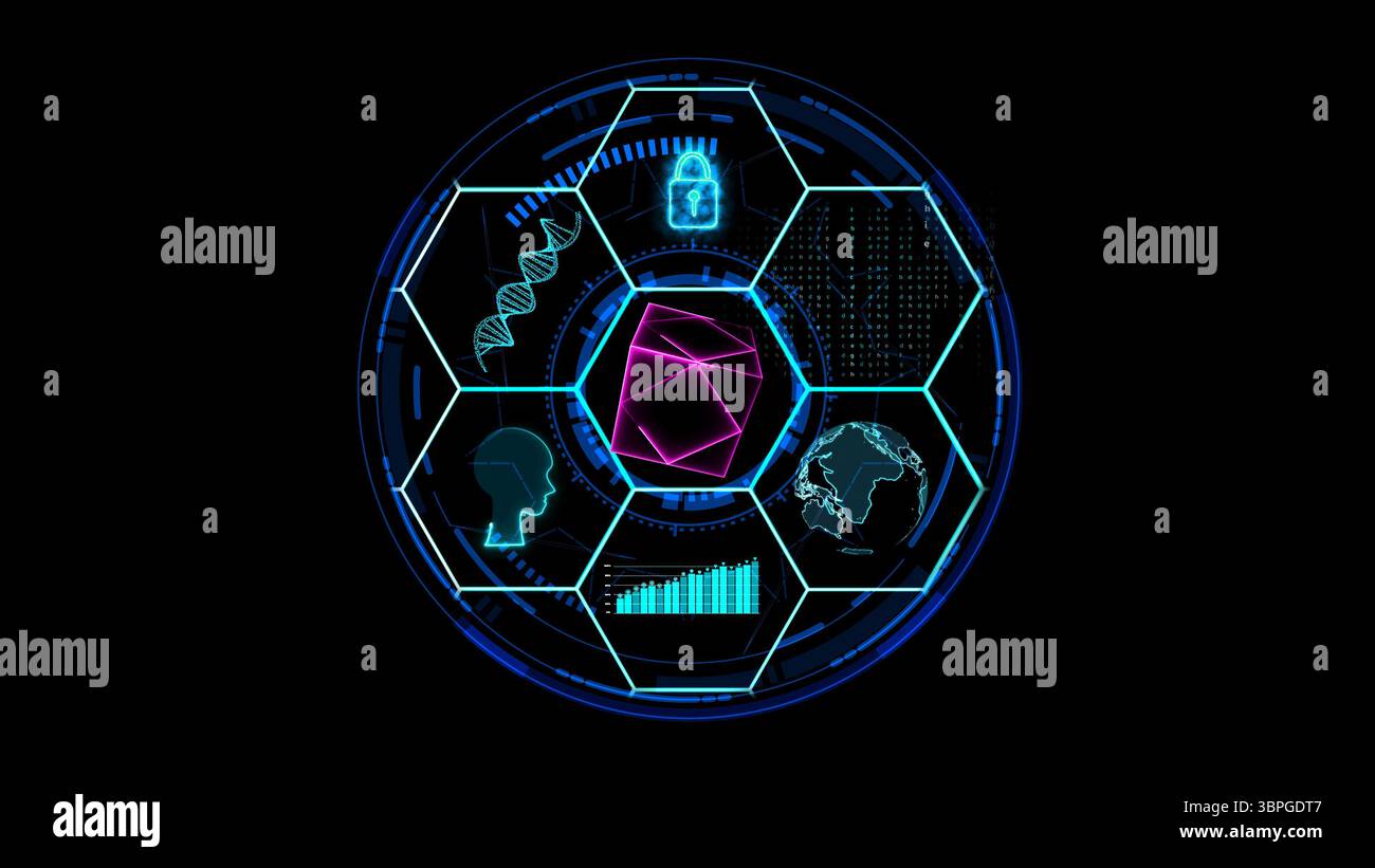 cube magenta blockchain and holographic futuristic digital technology ...