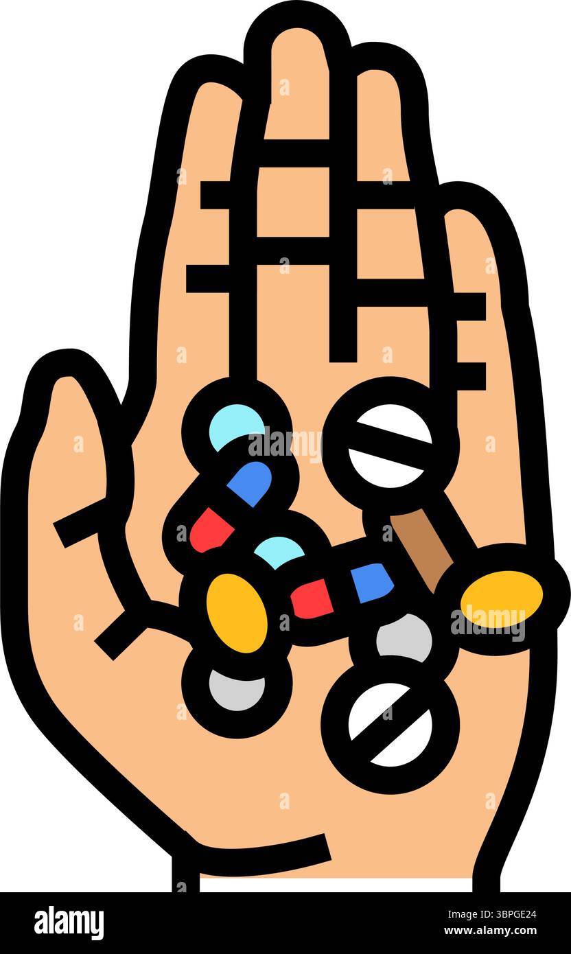 prescription drug abuse color icon vector illustration Stock Vector ...