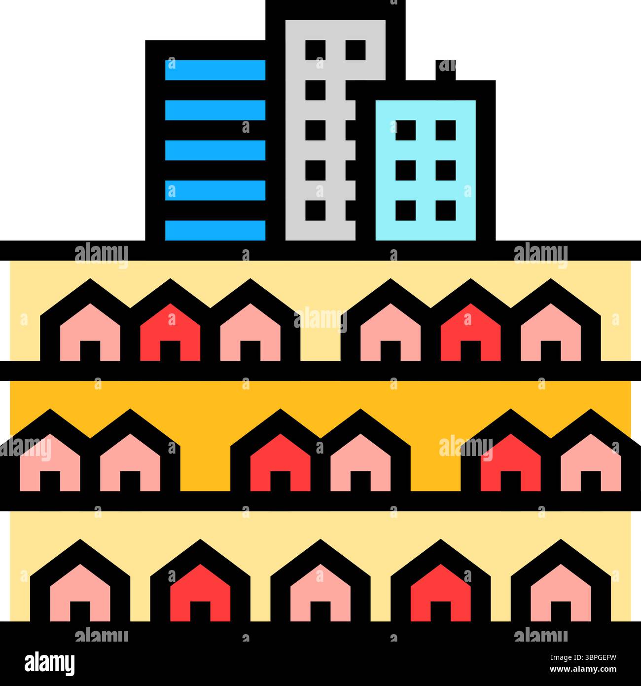 suburban neighborhood color icon vector illustration Stock Vector Image ...