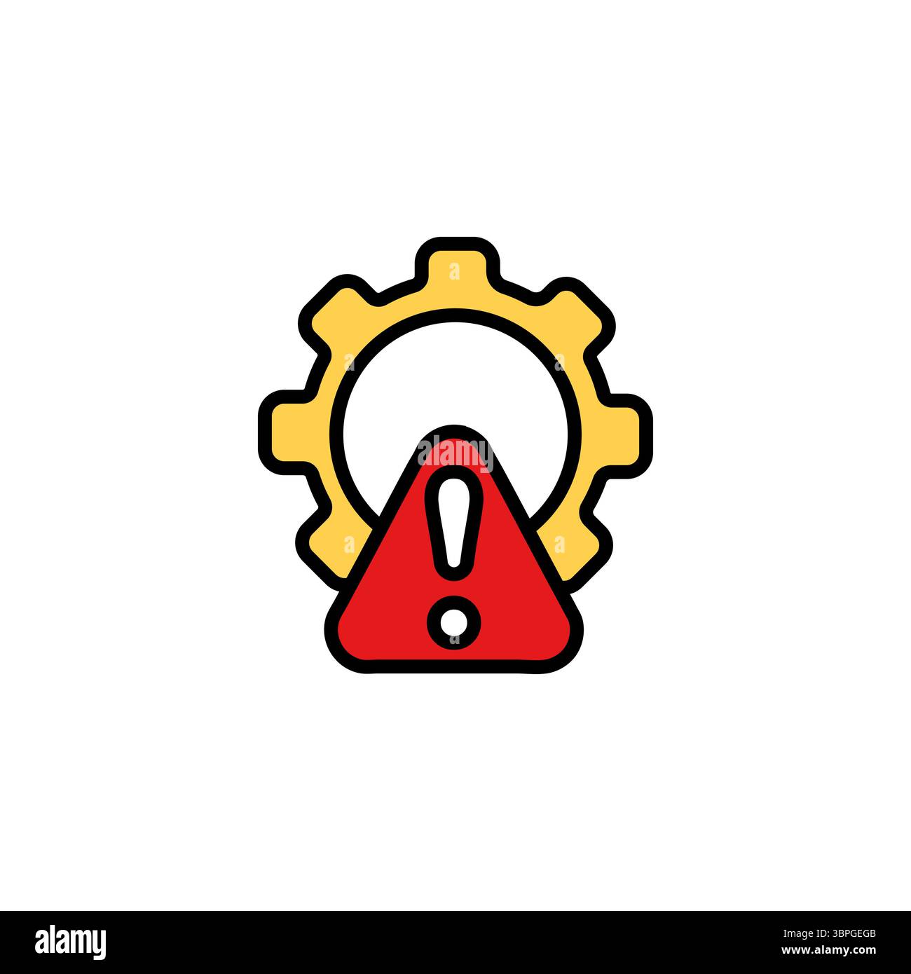 Icon warning gear sign symbolizes caution alert in technical and ...