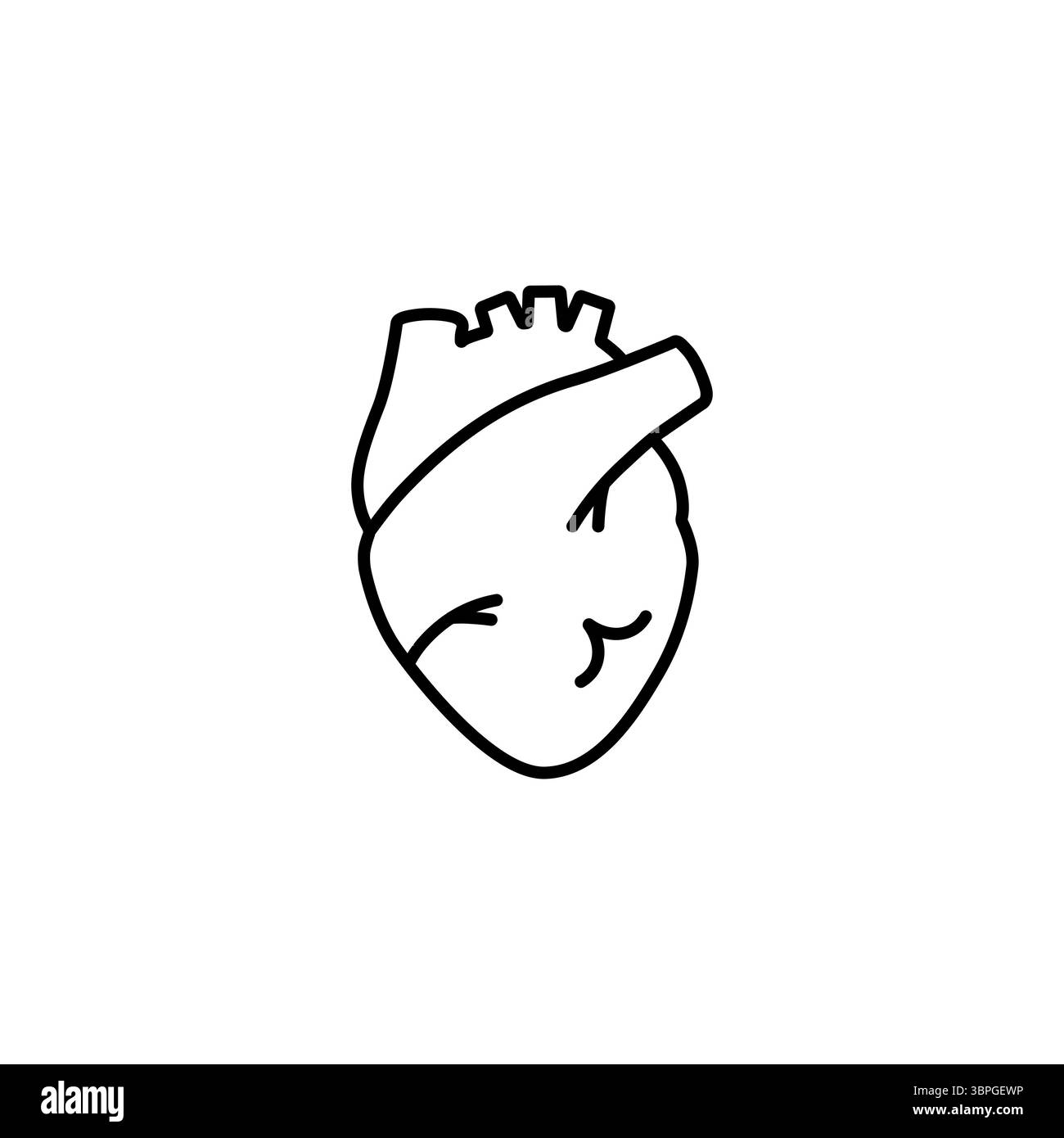 Simple outline of anatomical heart with bold black lines highlighting ...
