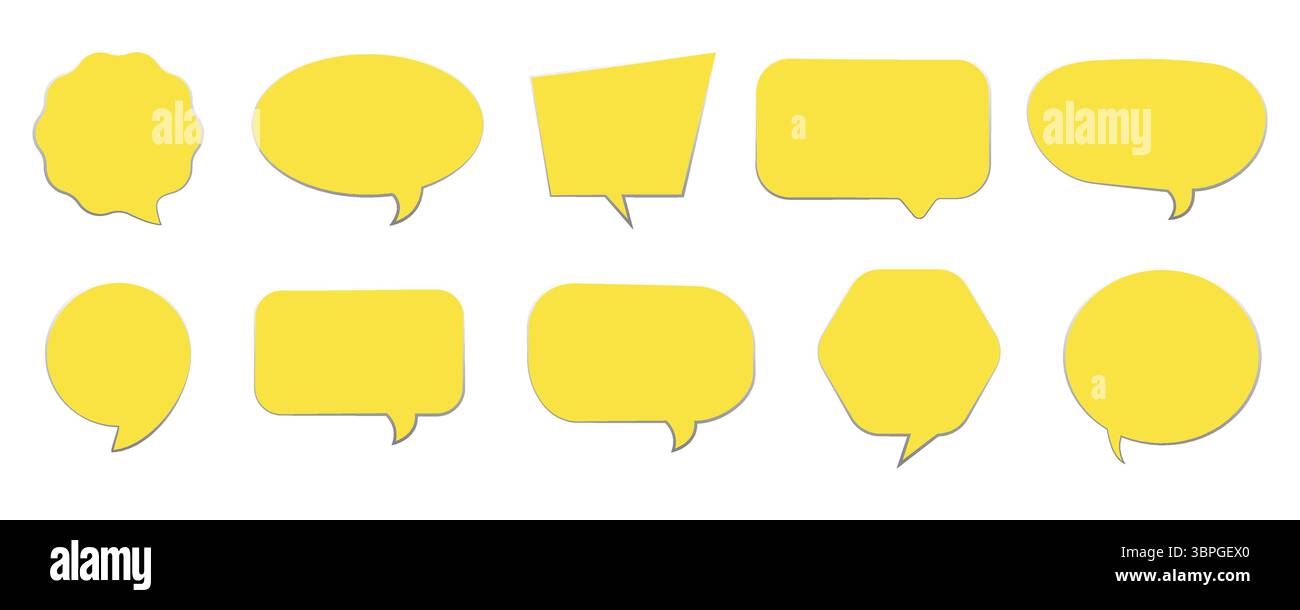 Set of speech bubble icons in various shapes representing communication ...