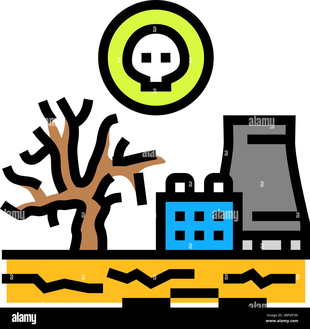 dead plants near site radioactive pollution color icon vector ...
