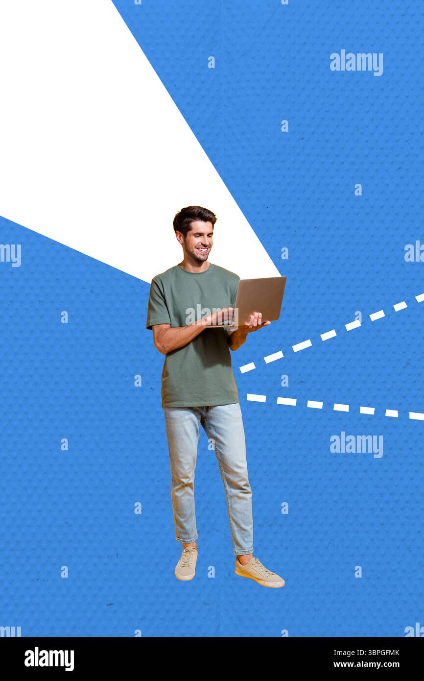 Trend artwork composite 3D photo collage design of virtual internet ...