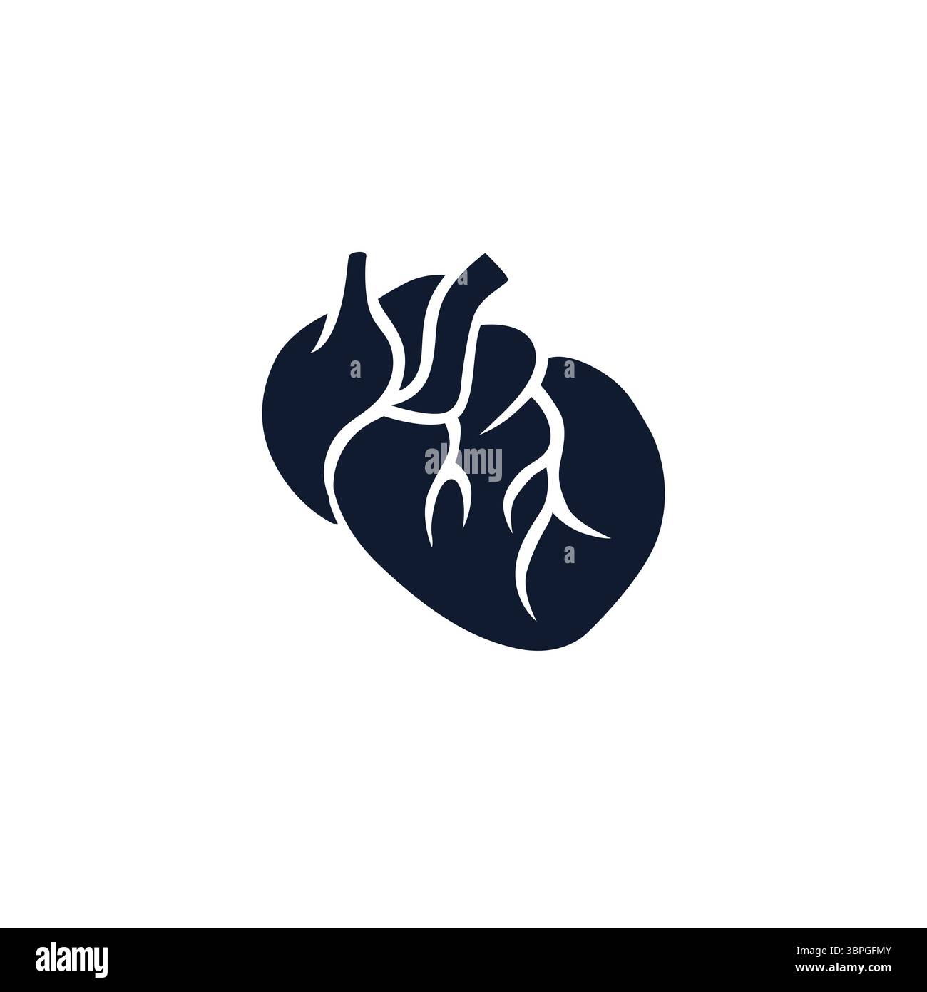 Heart icon depicting simplified anatomical structure in minimalistic ...