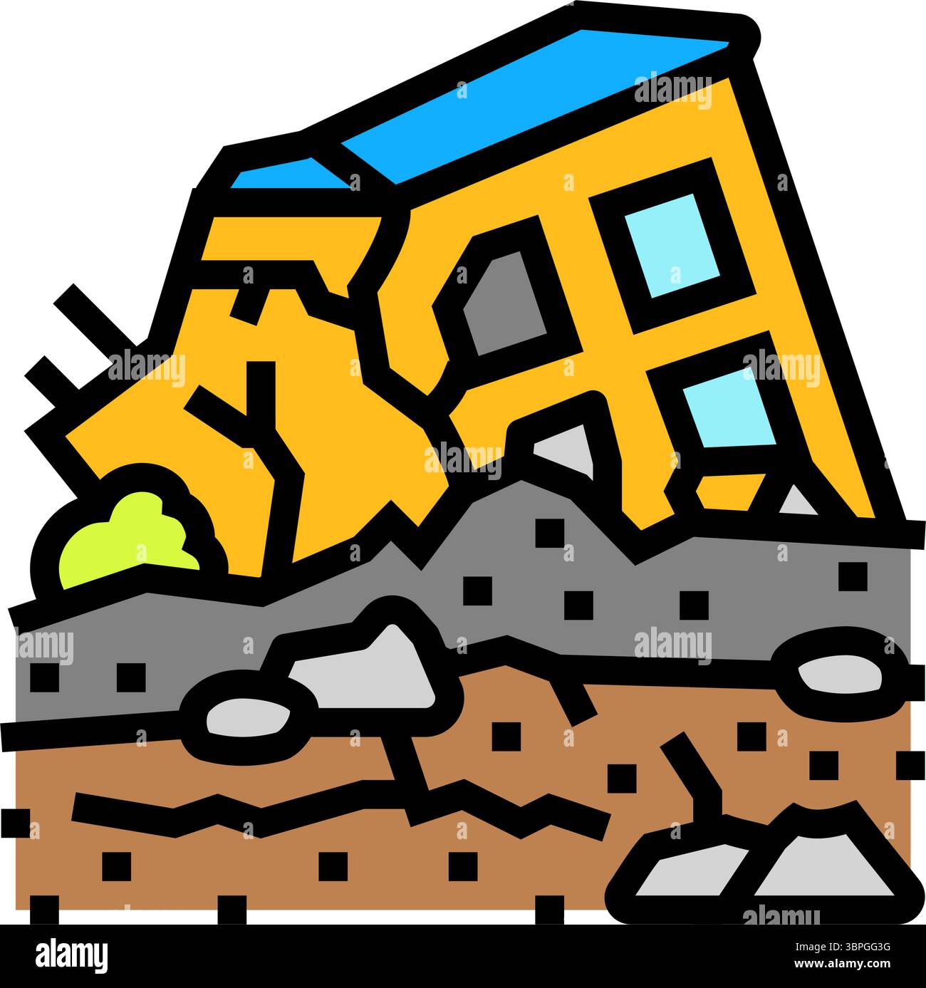 destroyed landscape radiation radioactive pollution color icon vector ...