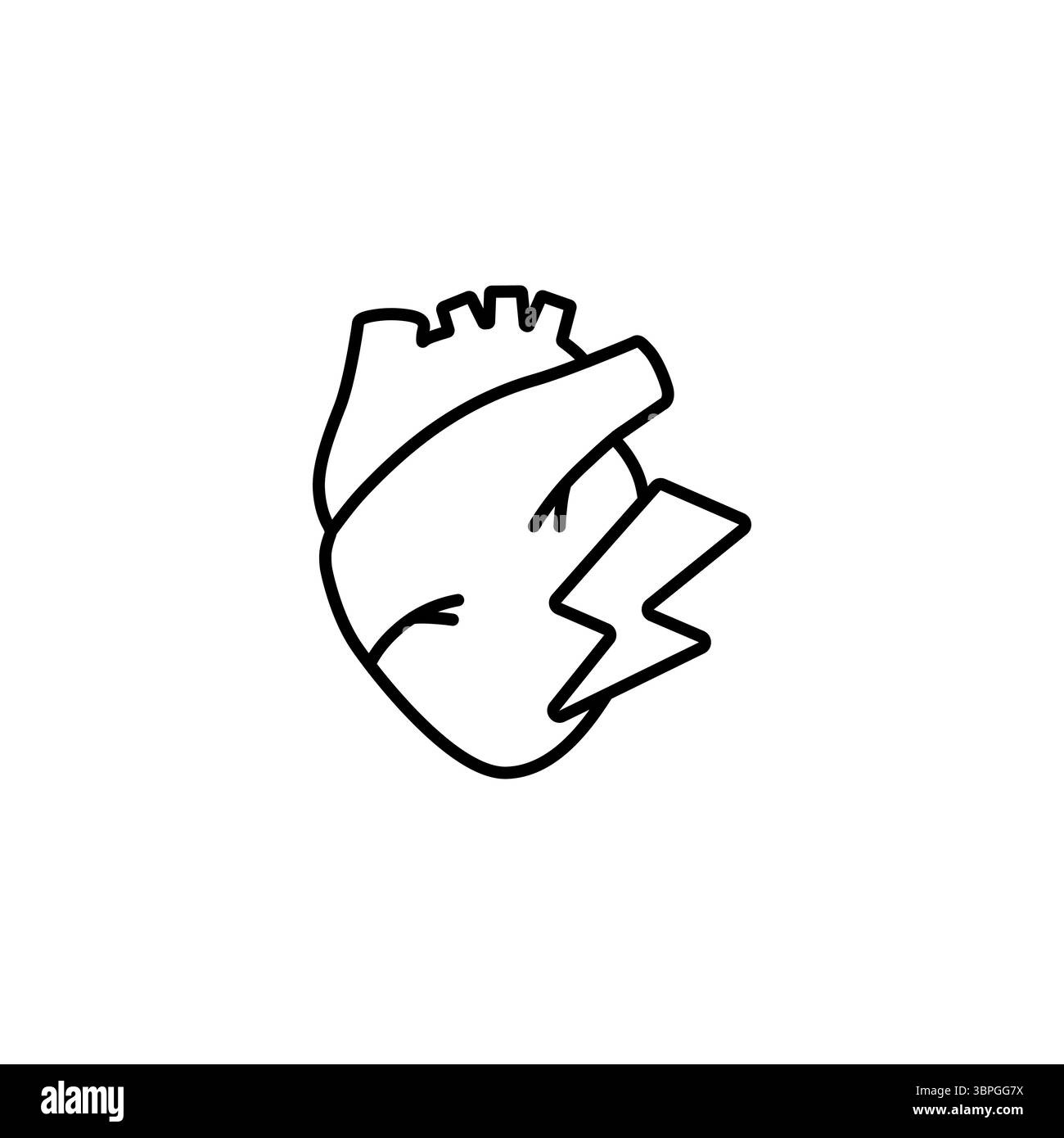 Heart outline with lightning symbol showing energetic dynamic medical ...
