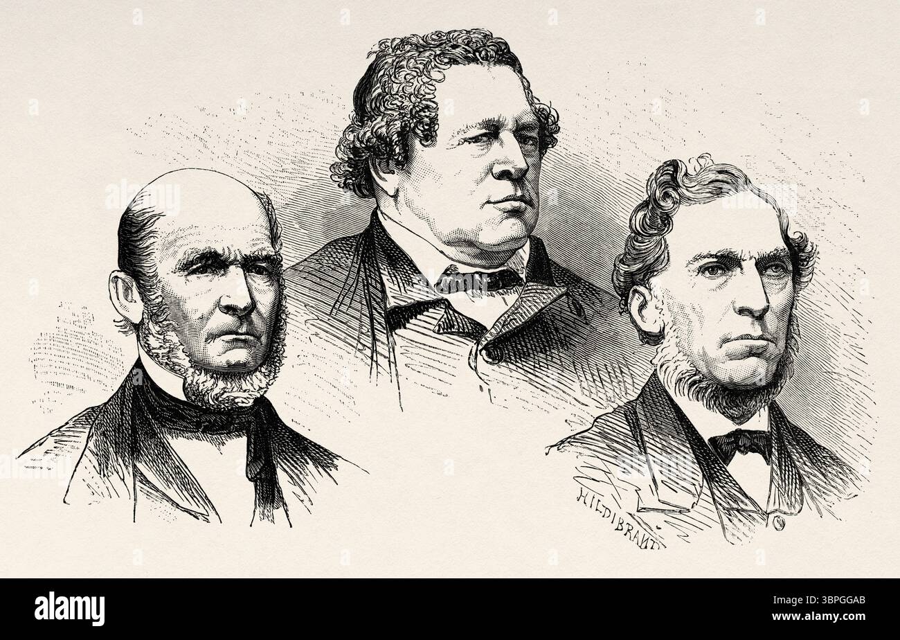 Portraits of Mormons, from left: Herbert Kimball, Apostle, George Smith ...