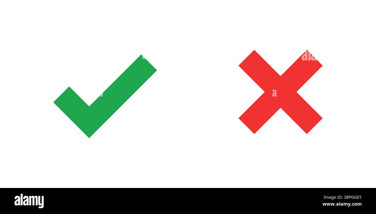 Check and cross icons representing correct, incorrect, approval, error, yes, no, confirmation ...