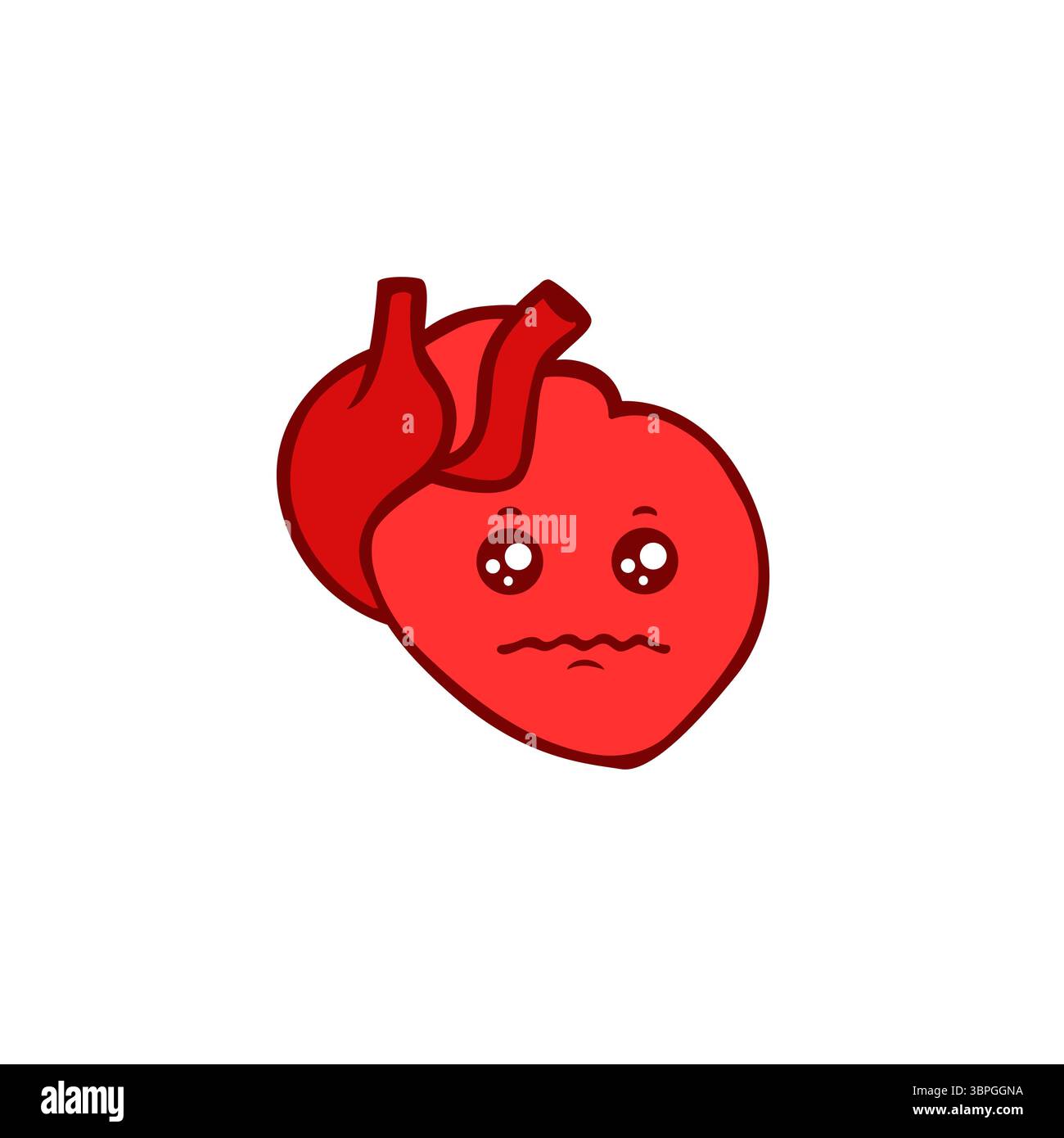 Heart with sad expression cartoon heart shows emotion through ...