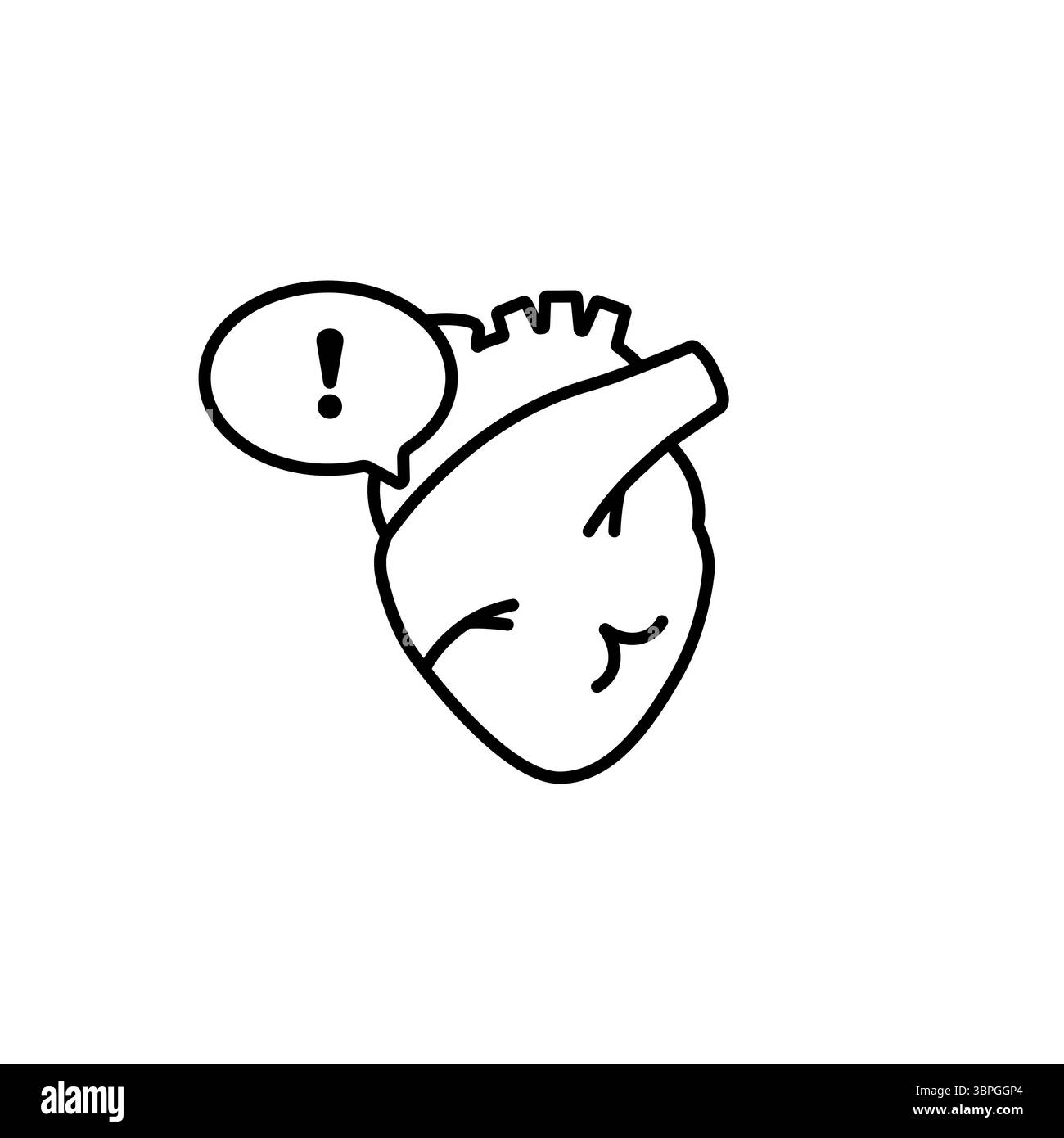 Heart anatomy with speech bubble warning icon showing expression of ...