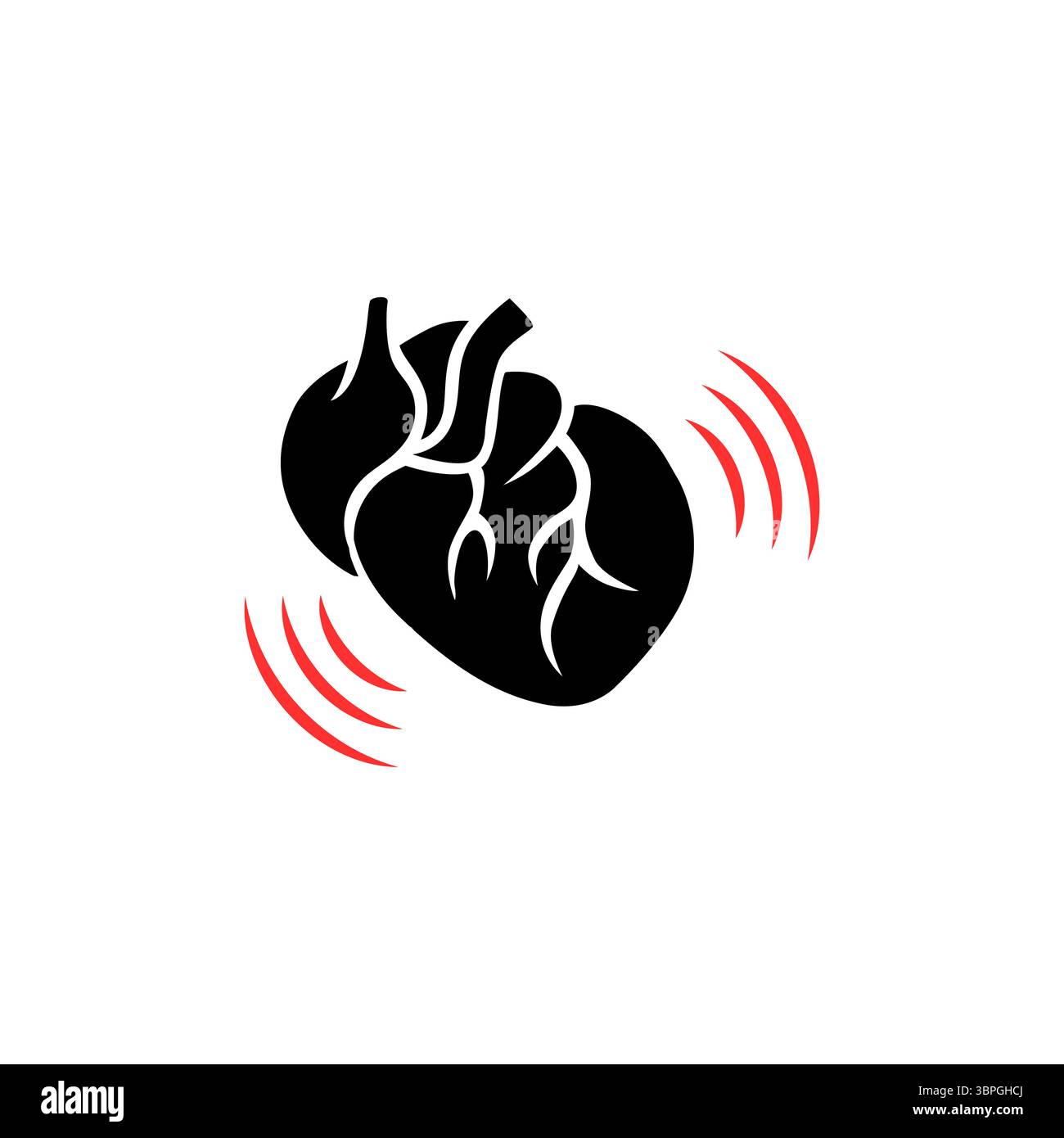 Heart icon with anatomical design featuring vibrating effect and ...