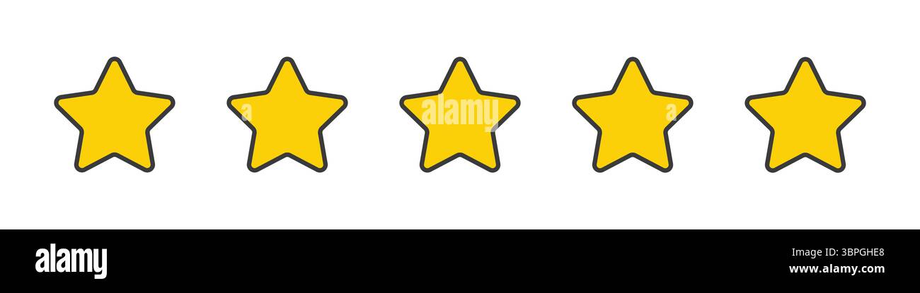 Five star rating symbol representing feedback review quality evaluation ...