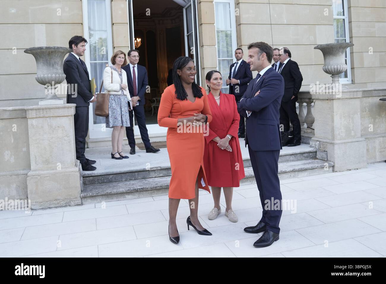 President of France Emmanuel Macron during a meeting with Conservative ...