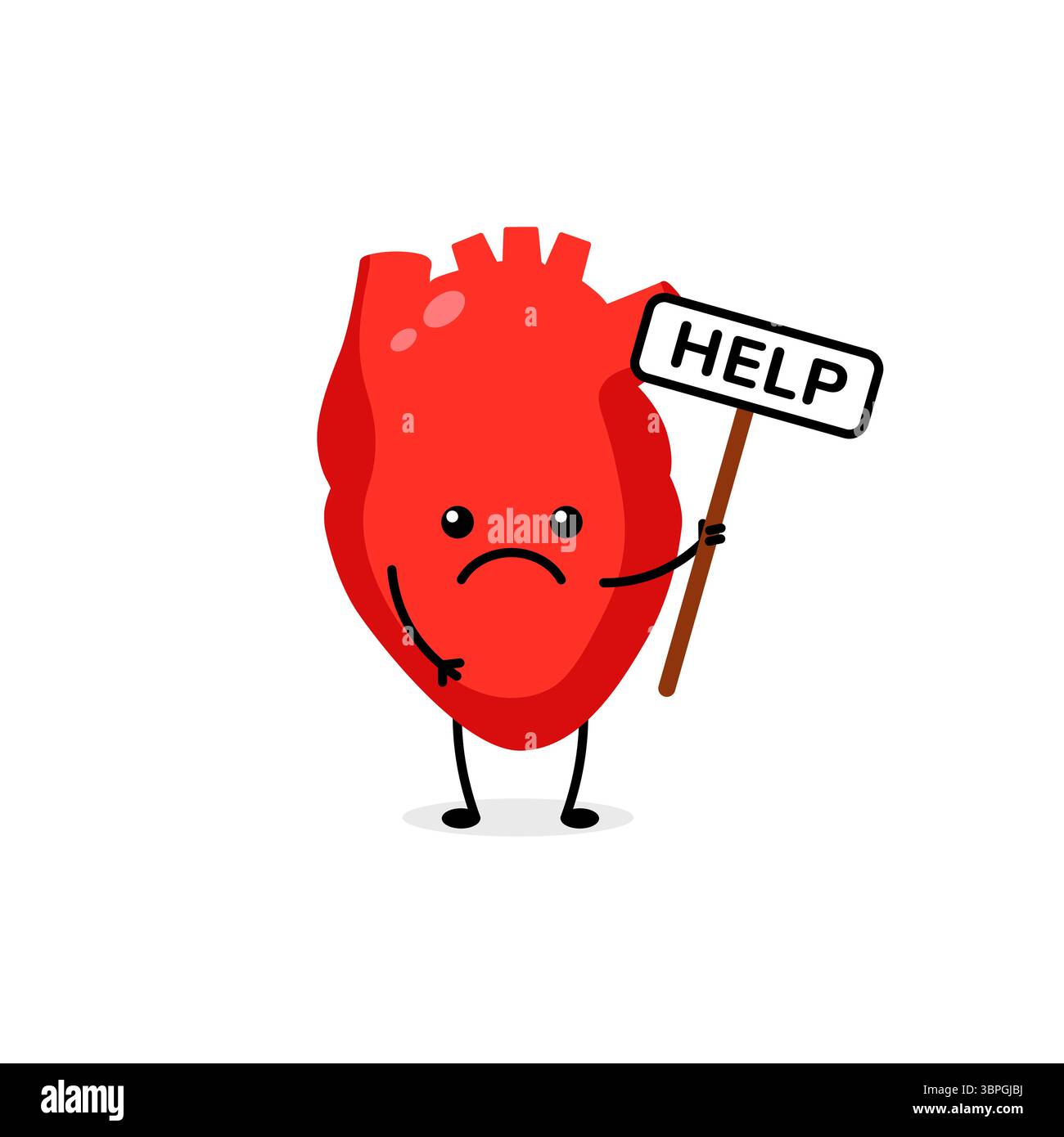 Heart with help sign expression of sadness and request for assistance ...