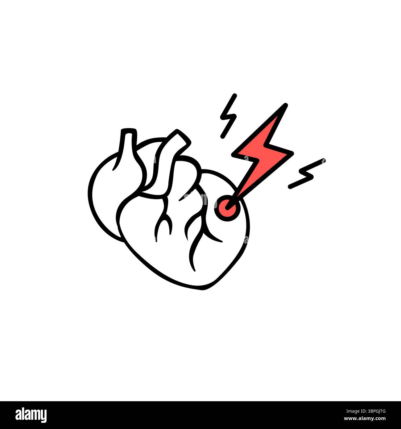 Heart with lightning bolt: symbol of pain, alert, and sudden strong ...