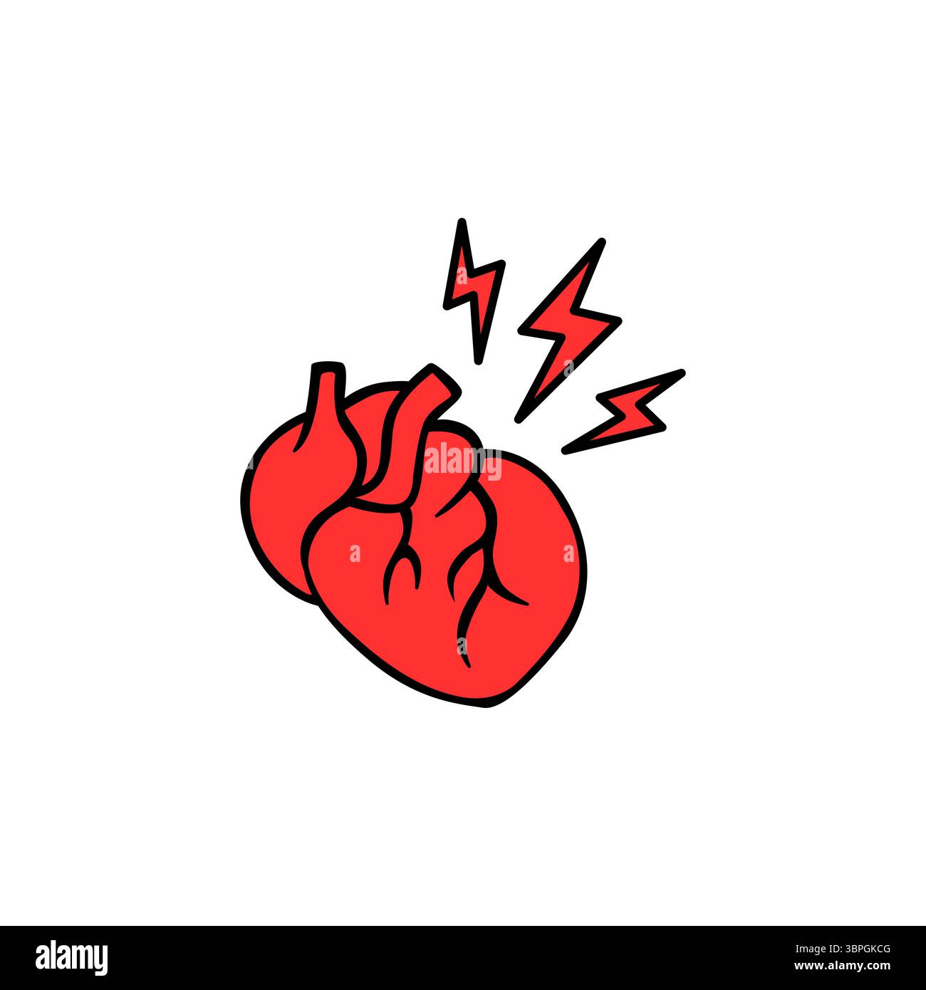 Heart with red lightning bolts showing energy and vibrant emotion Stock ...