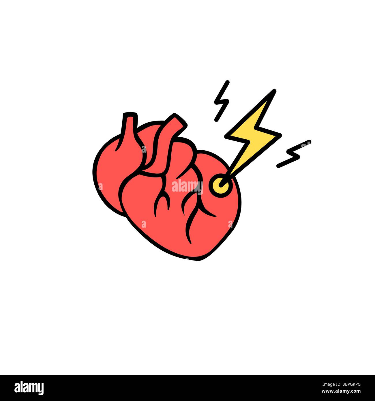 Heart with lightning bolt symbol gains attention in a stylized red ...