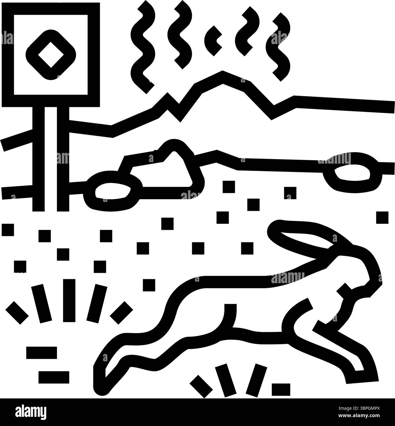 animals fleeing from polluted zone chemical pollution line icon vector ...