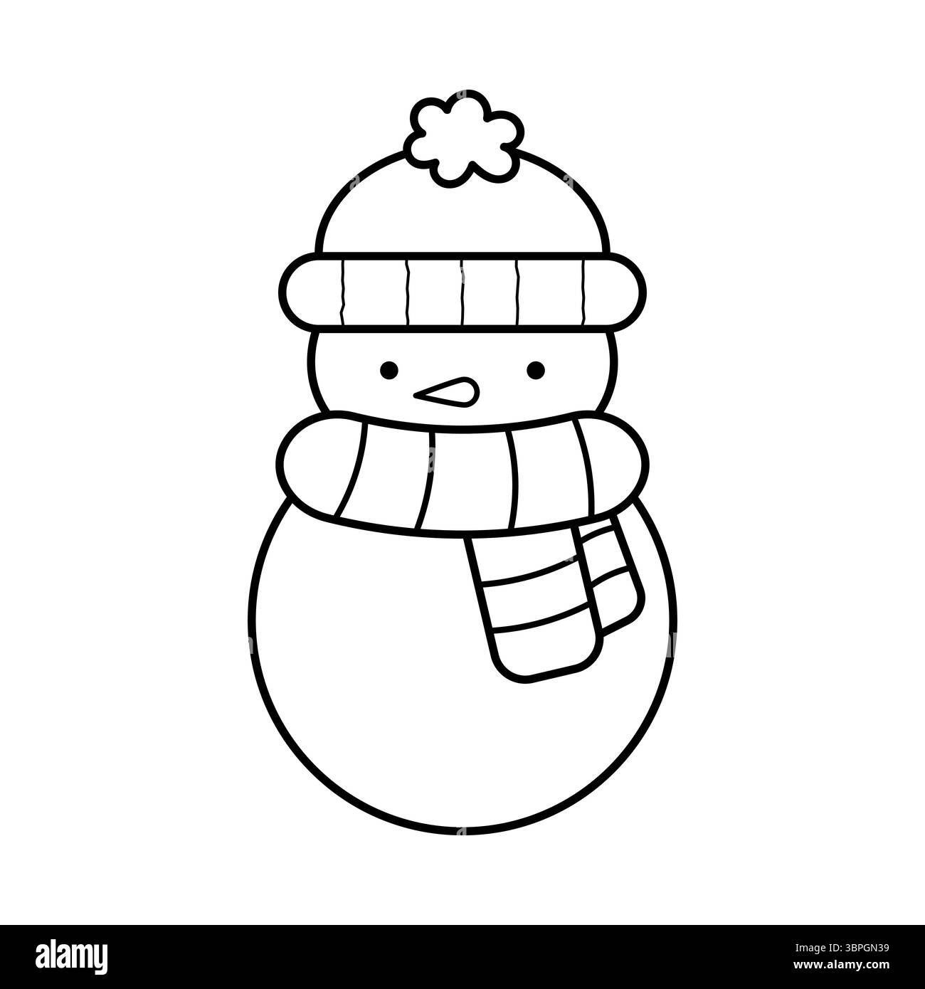 Snowman Outline Vector Illustration. This is a cheerful black and white ...