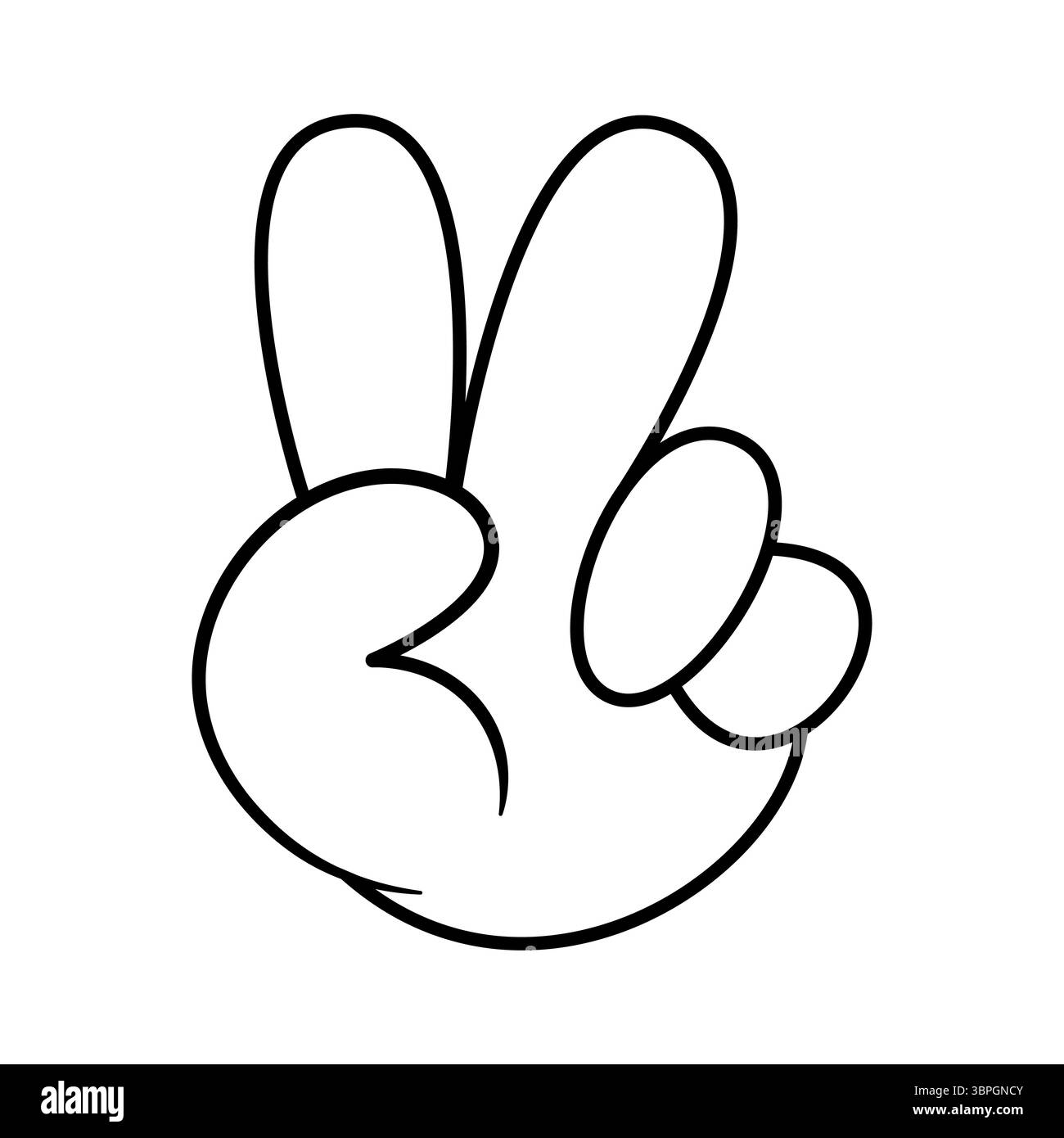 Hand Showing the Number Two Illustration. This is a simple black and ...