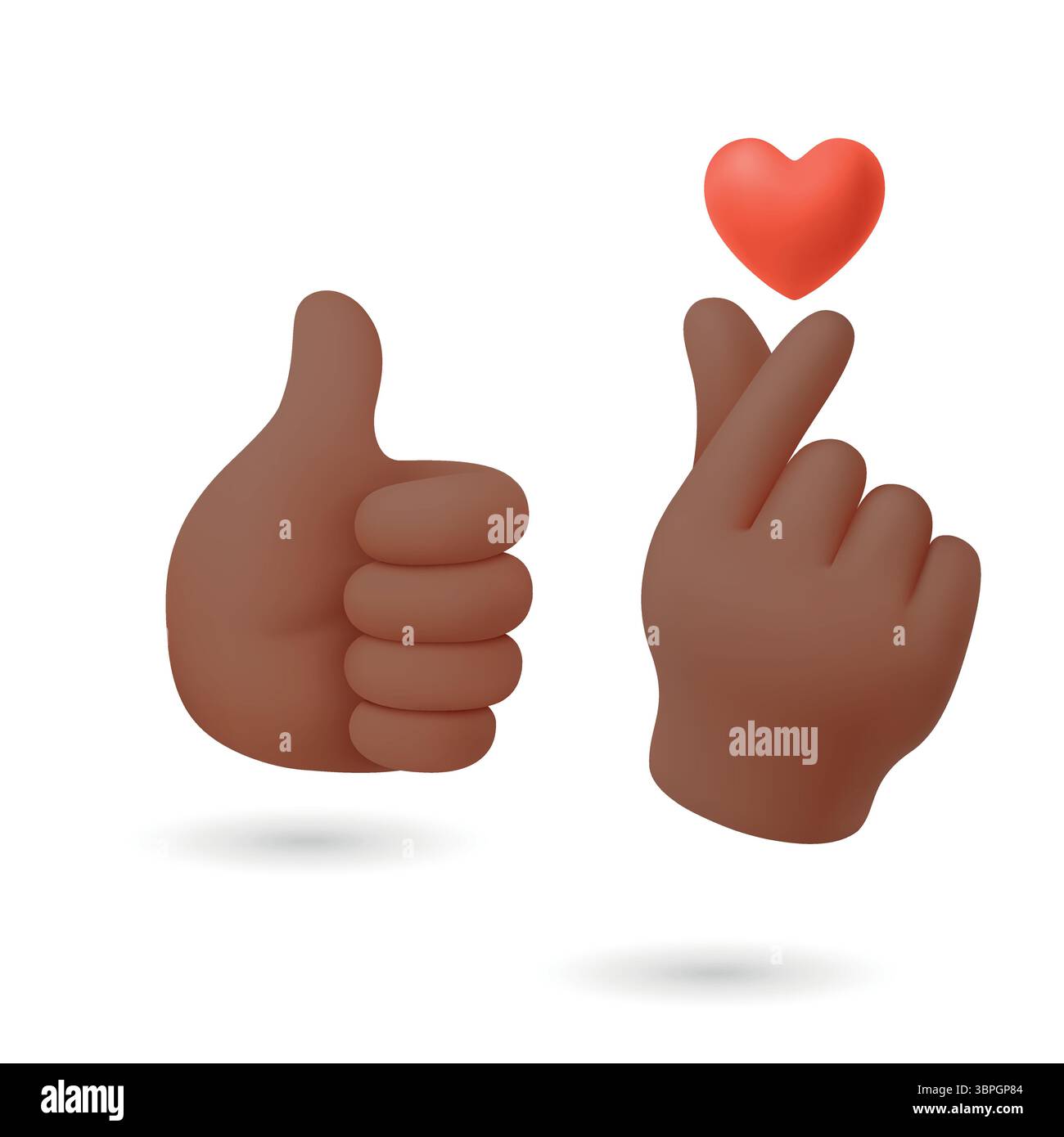 Vector 3d Finger Heart Hand Gesture Set. Korean Finger Heart ...