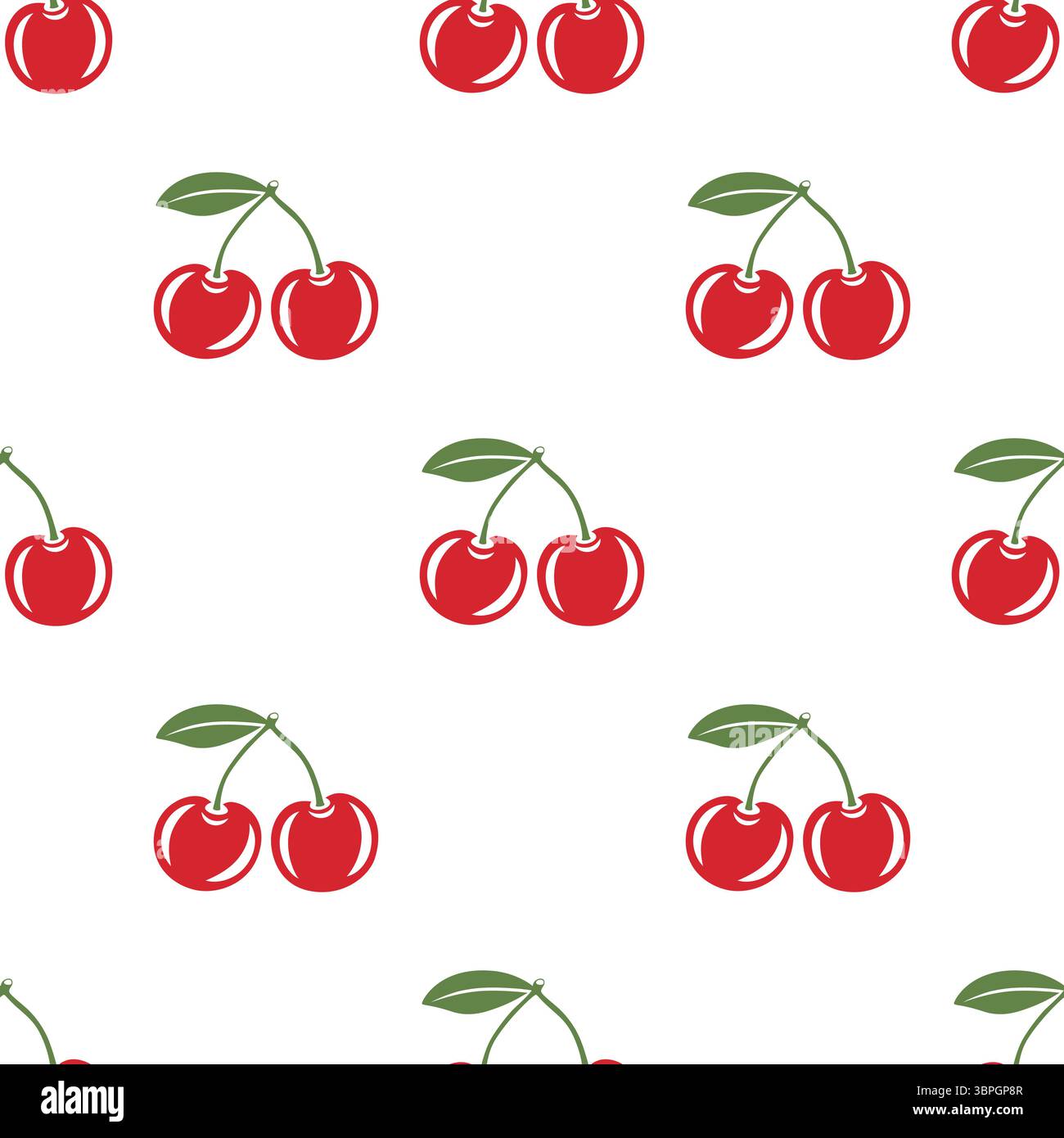 Vector Seamless Pattern with Cutout Cherry. Single, Pair of Cherries ...