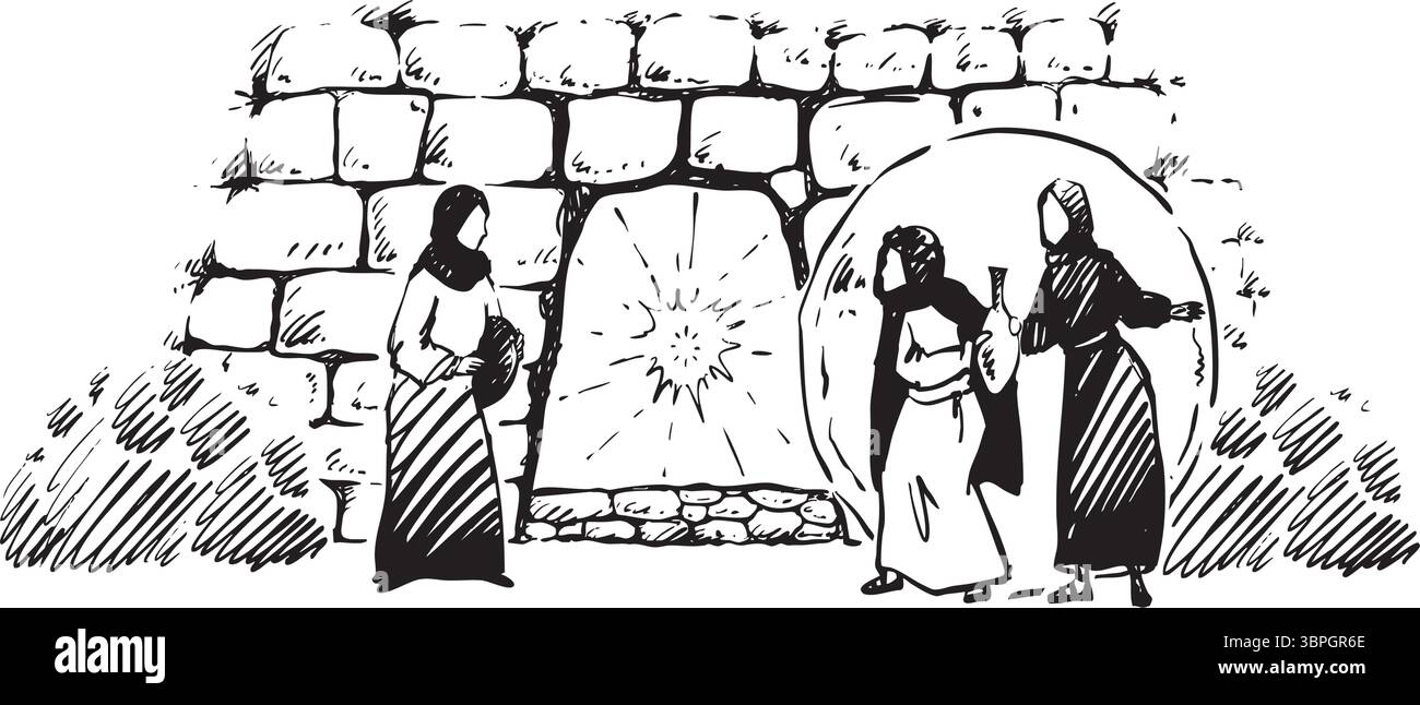 The Resurrection Scene shows women at the tomb, embodying a message of ...
