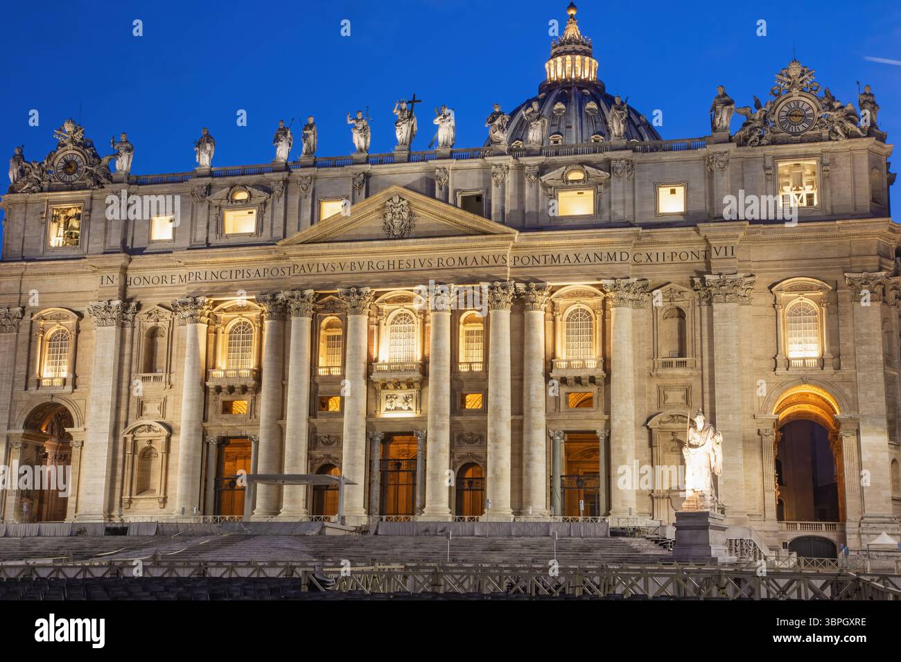St. Peter's Basilica at dusk. Vatican. Rome. Italy. Horizontally Stock ...