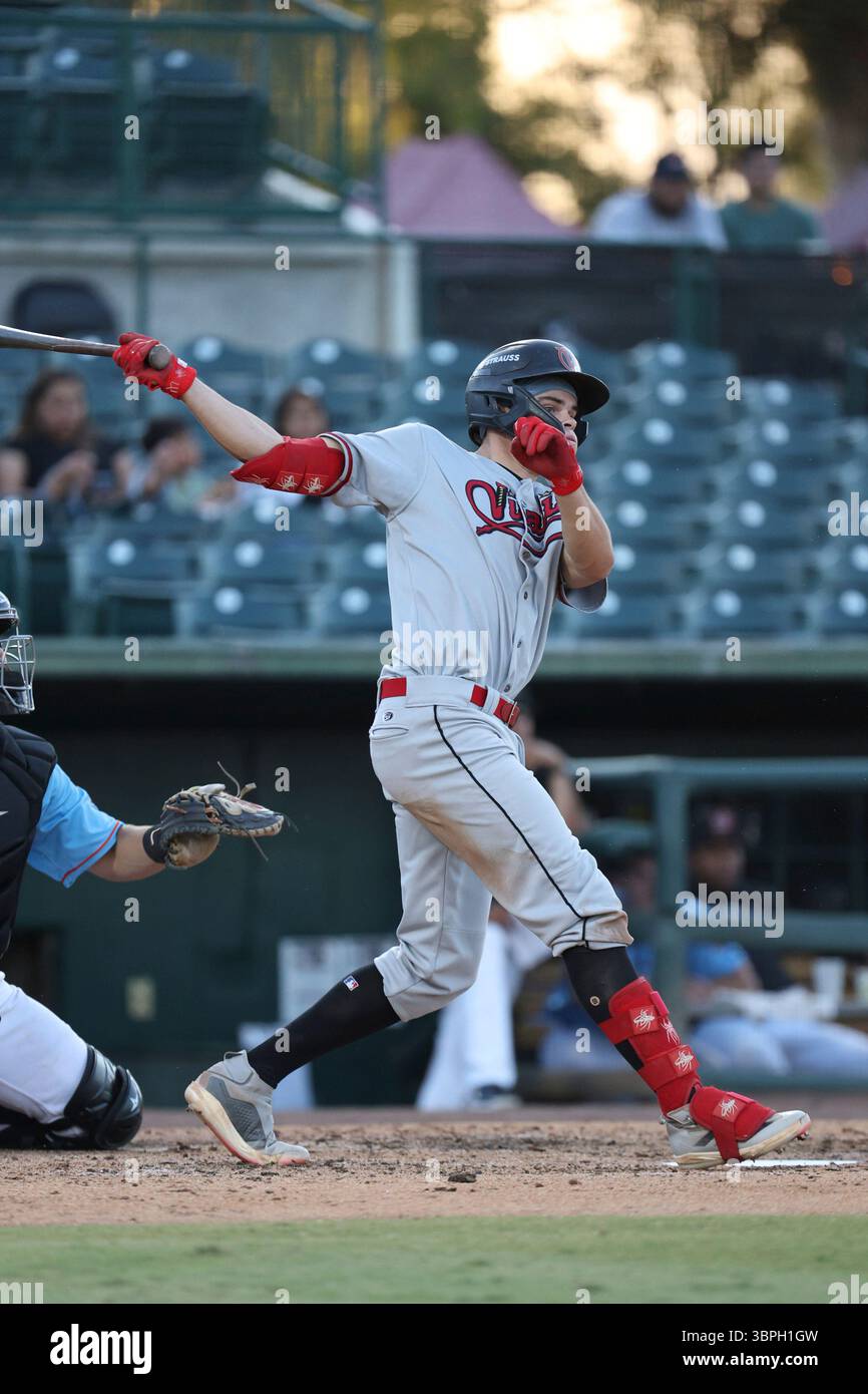 J.D. Dix (26) of the Visalia Rawhide bats against the Inland Empire ...