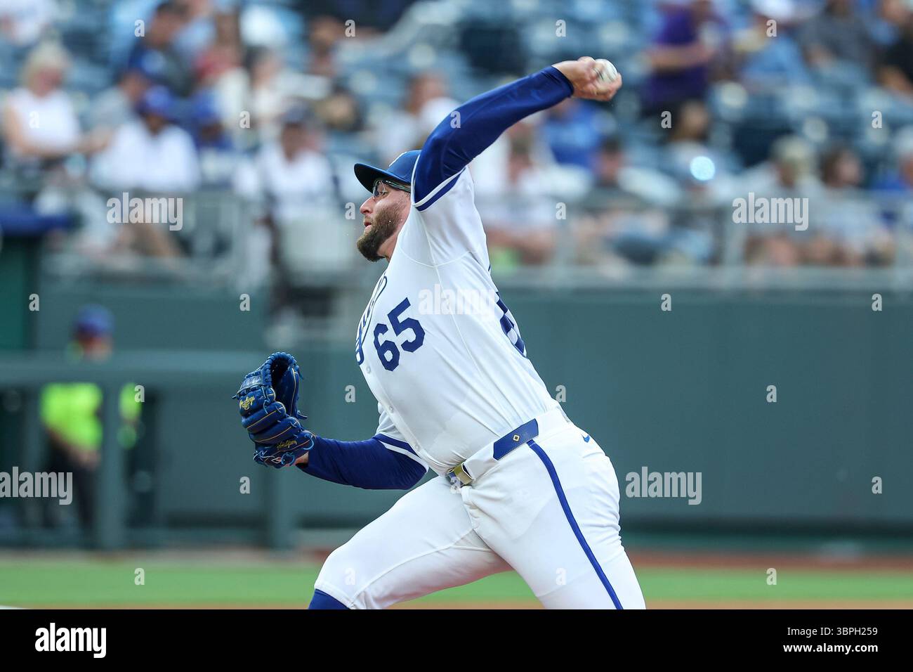 July 7, 2025: Kansas City Royals starting pitcher Noah Cameron (65 ...