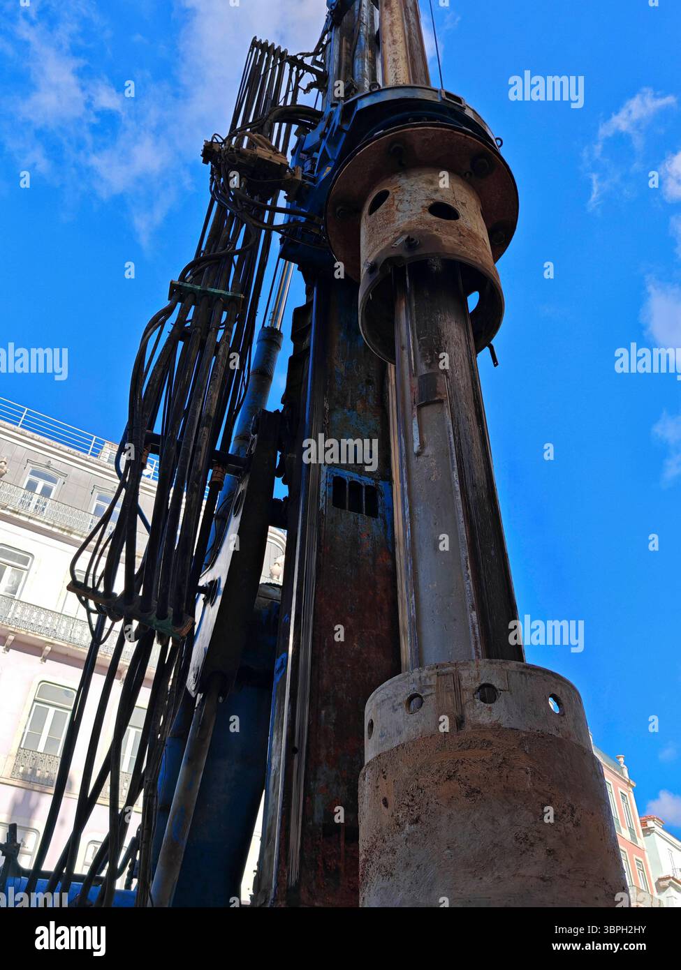 well drilling with a big drill and help of heavy machinery well ...
