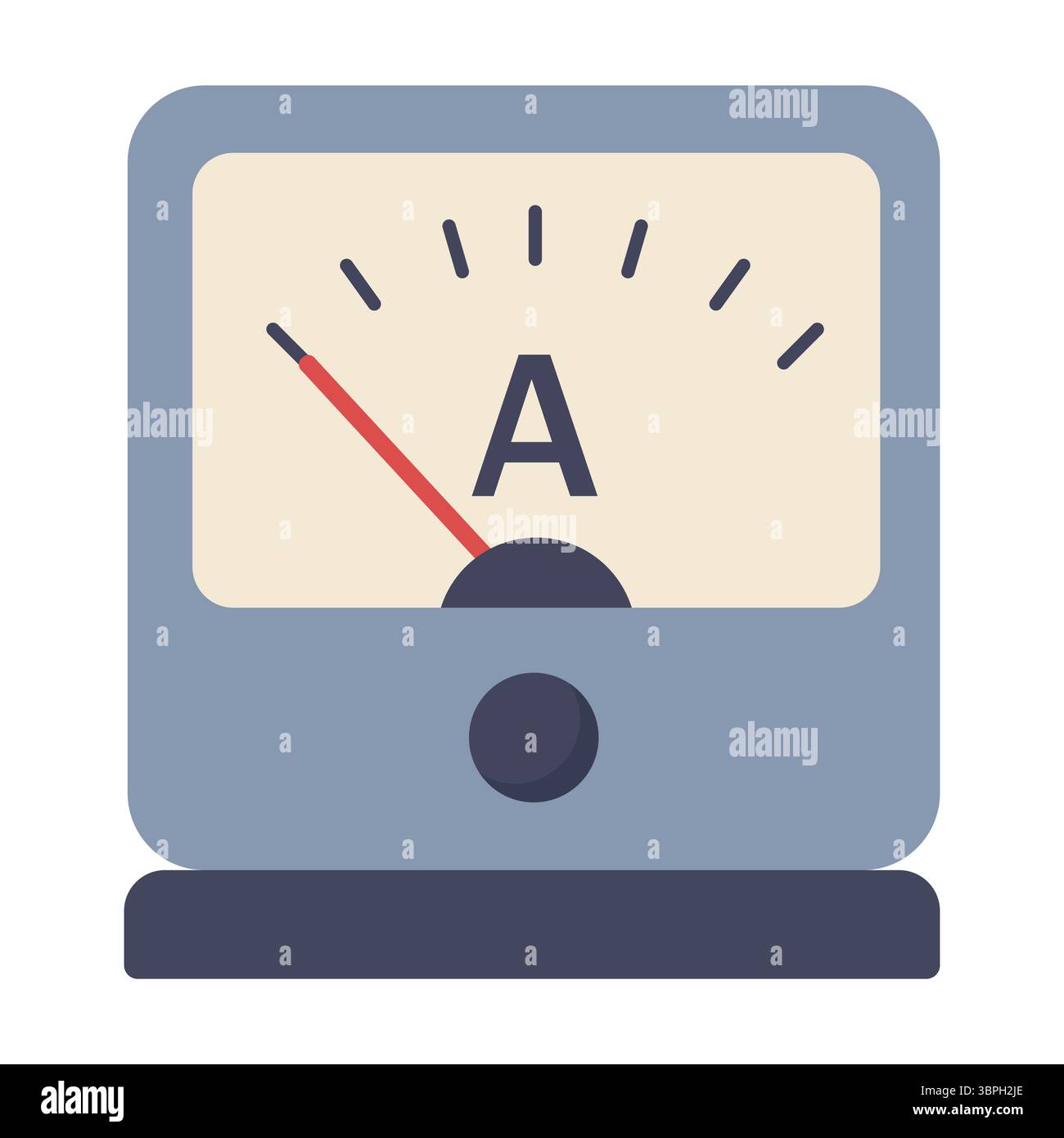 Flat vector ammeter icon showing analog gauge for measuring electric current in amperes Stock ...