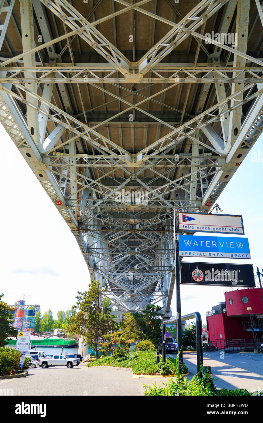 Trusses under the deck of the Granville Street Bridge, a steel ...
