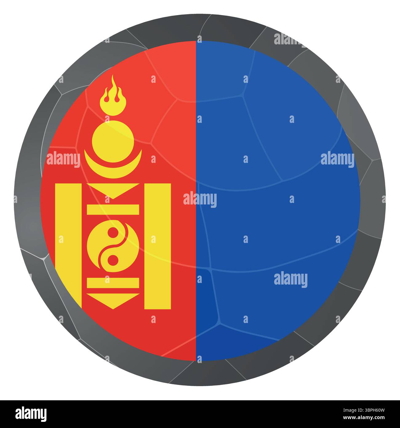 Glass light ball with flag of Mongolia. Round sphere, template icon ...