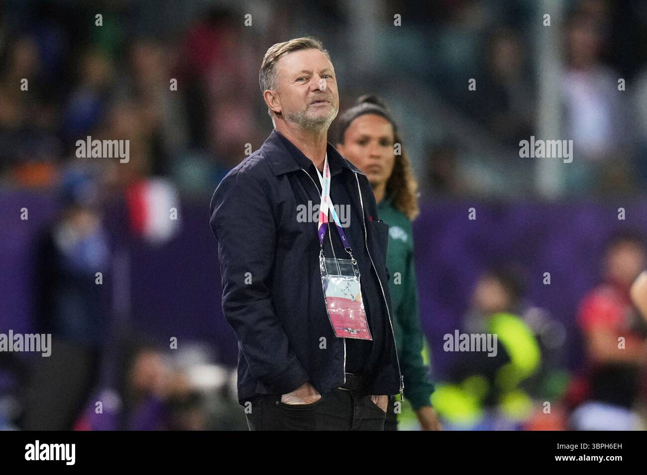 Sweden head coach Peter Gerhardsson stands by the touchline during the ...