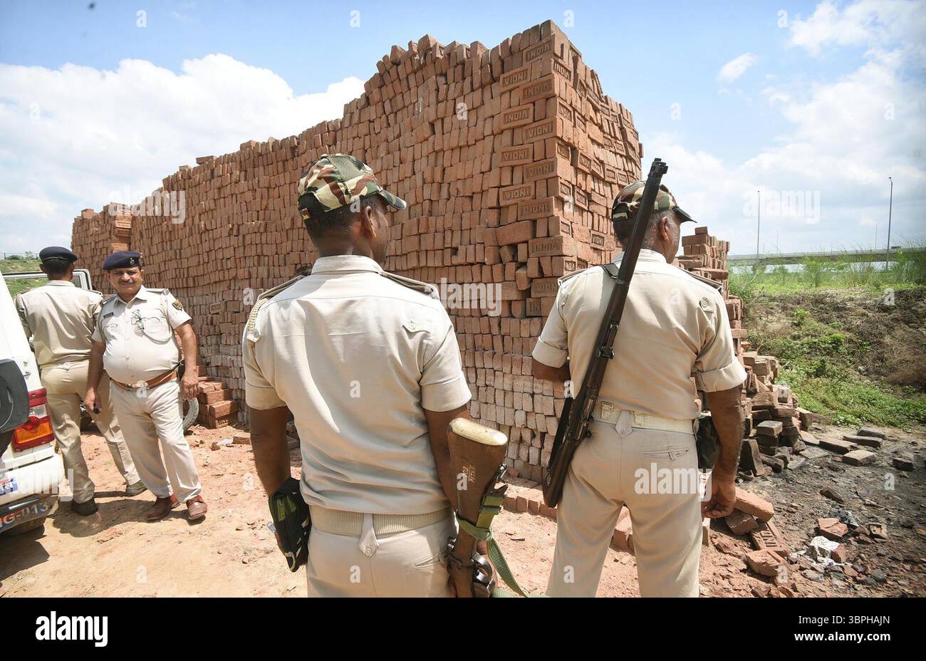 PATNA, INDIA - JULY 8: Police personnel examining after a criminal ...