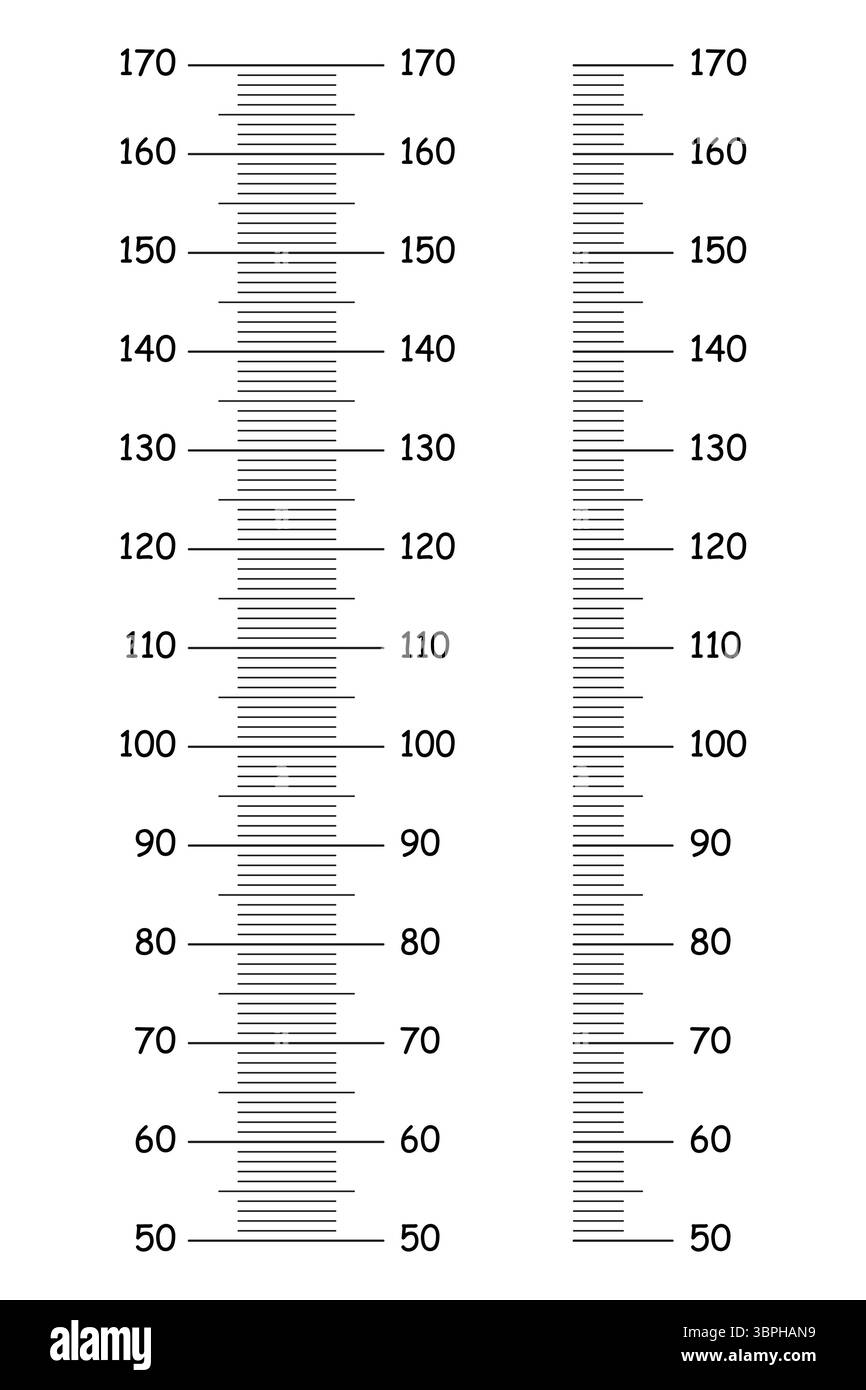 Kids height charts from 50 to 170 centimeters. Set of templates for ...