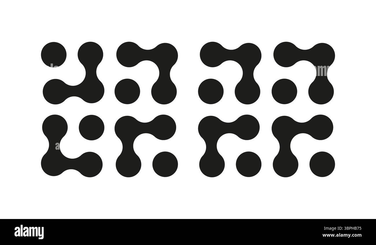 Metaball icons. Connected dots symbols. Abstract circles patterns ...